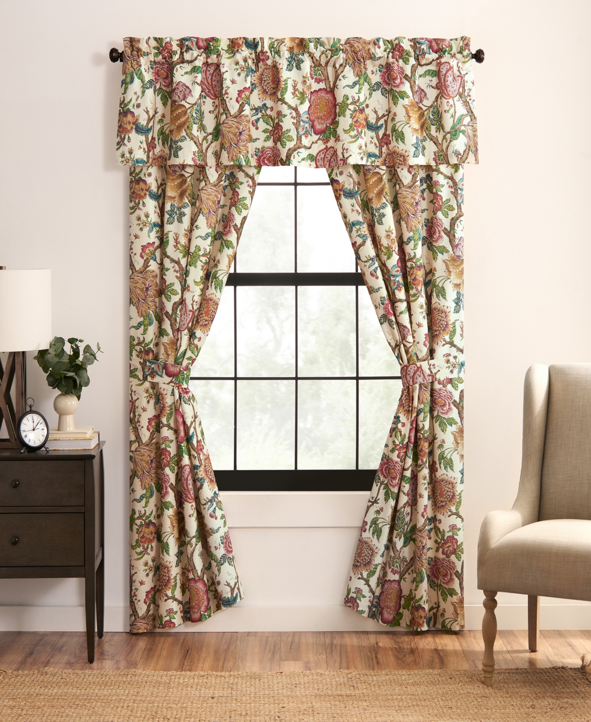 Click here for Rose Tree Bronte Floral Tailored Drapery Panel Set... prices
