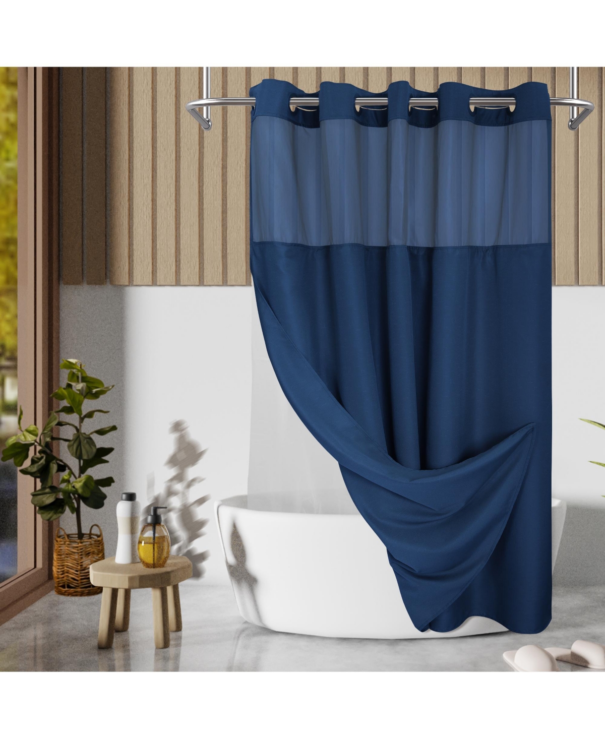 Click here for Awesome Home Slub Texture Shower Curtain with Snap... prices
