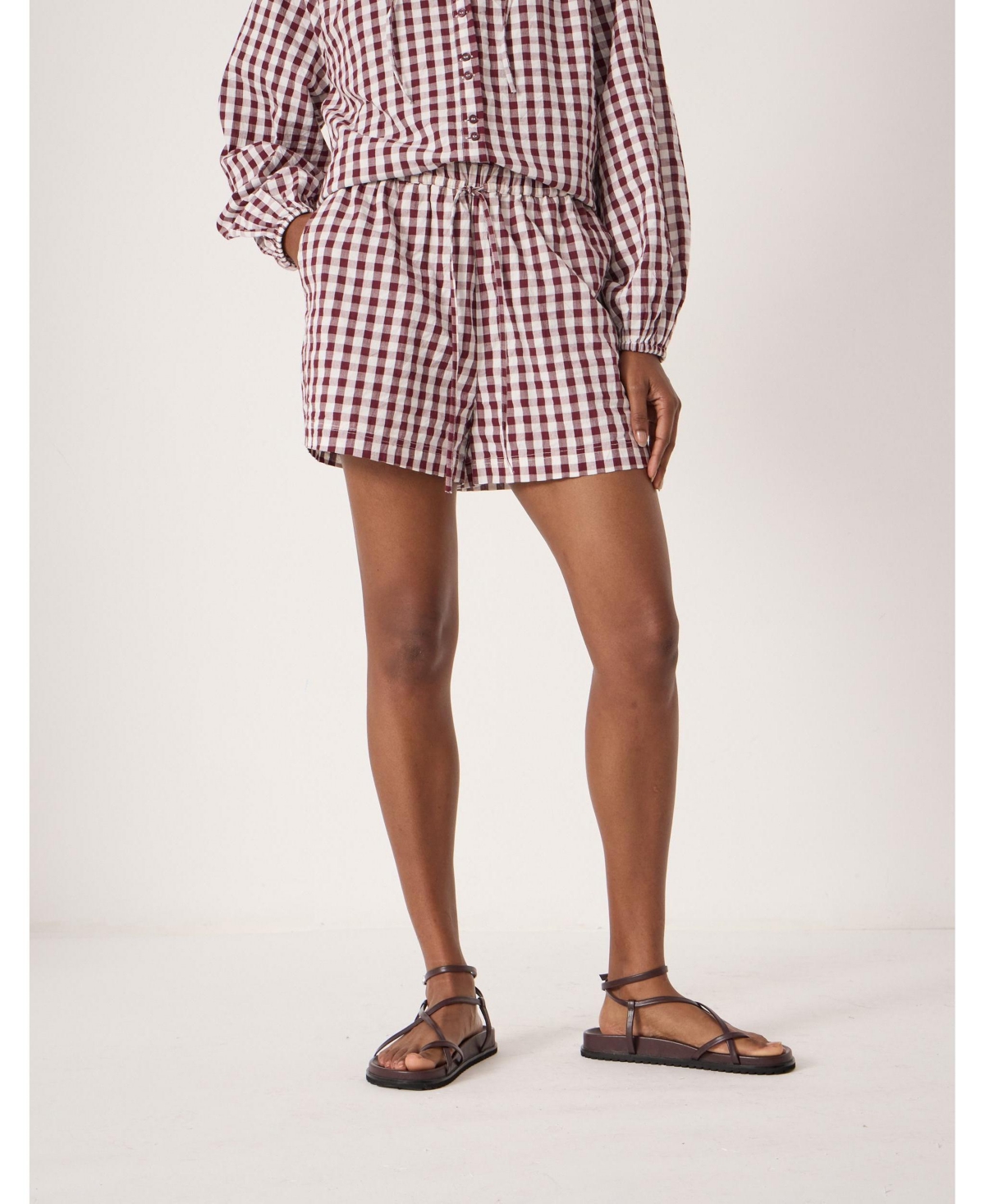 Click here for Hush Womens Ernie Gathered Gingham Beach Short - M... prices