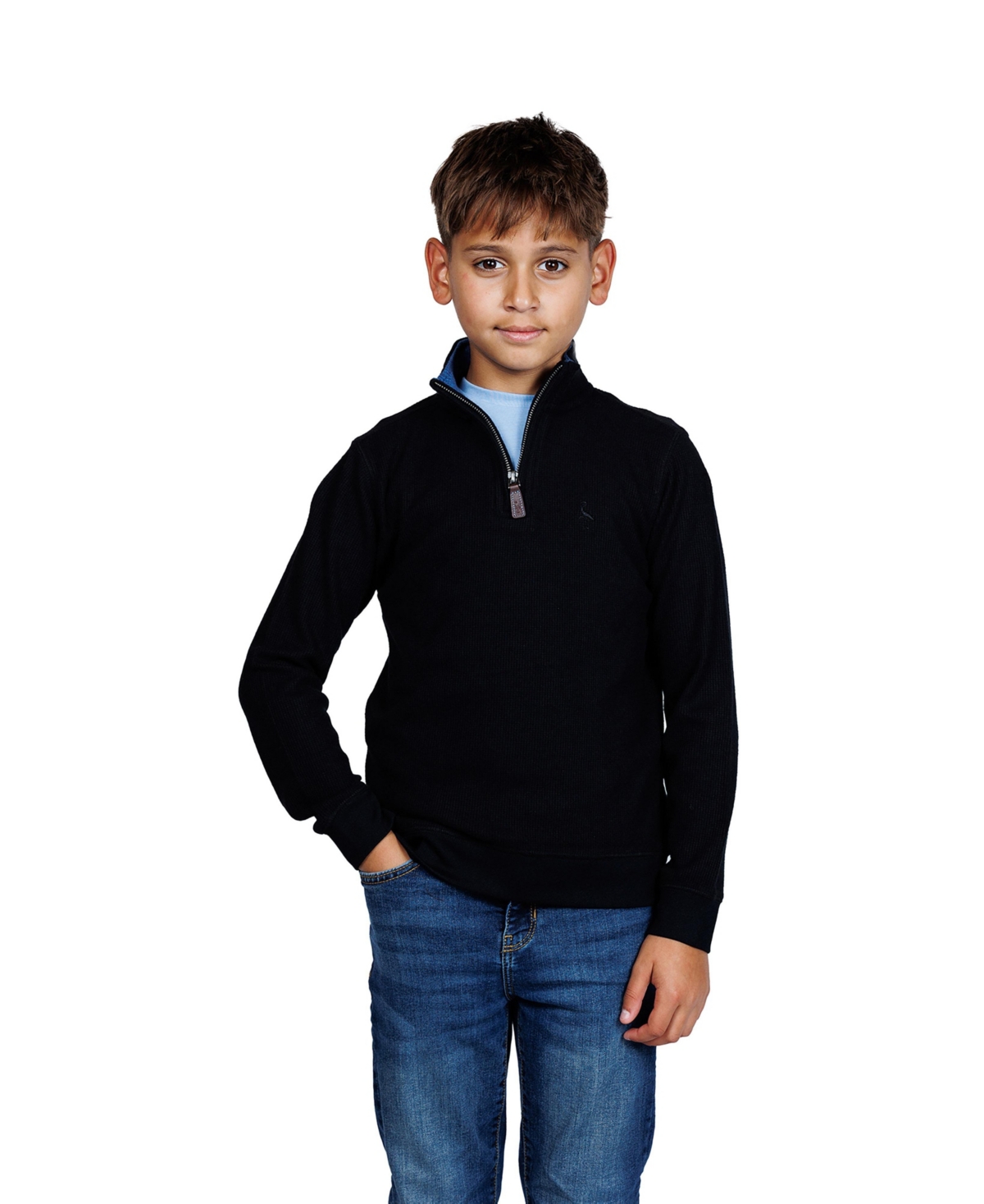 Click here for Tailorbyrd Boys Cozy Knit Quarter Zip - Black heat... prices