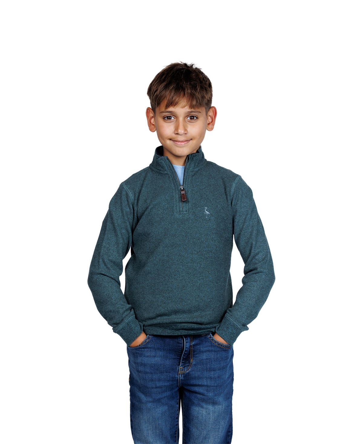 Click here for Tailorbyrd Boys Cozy Knit Quarter Zip - Hunter gre... prices