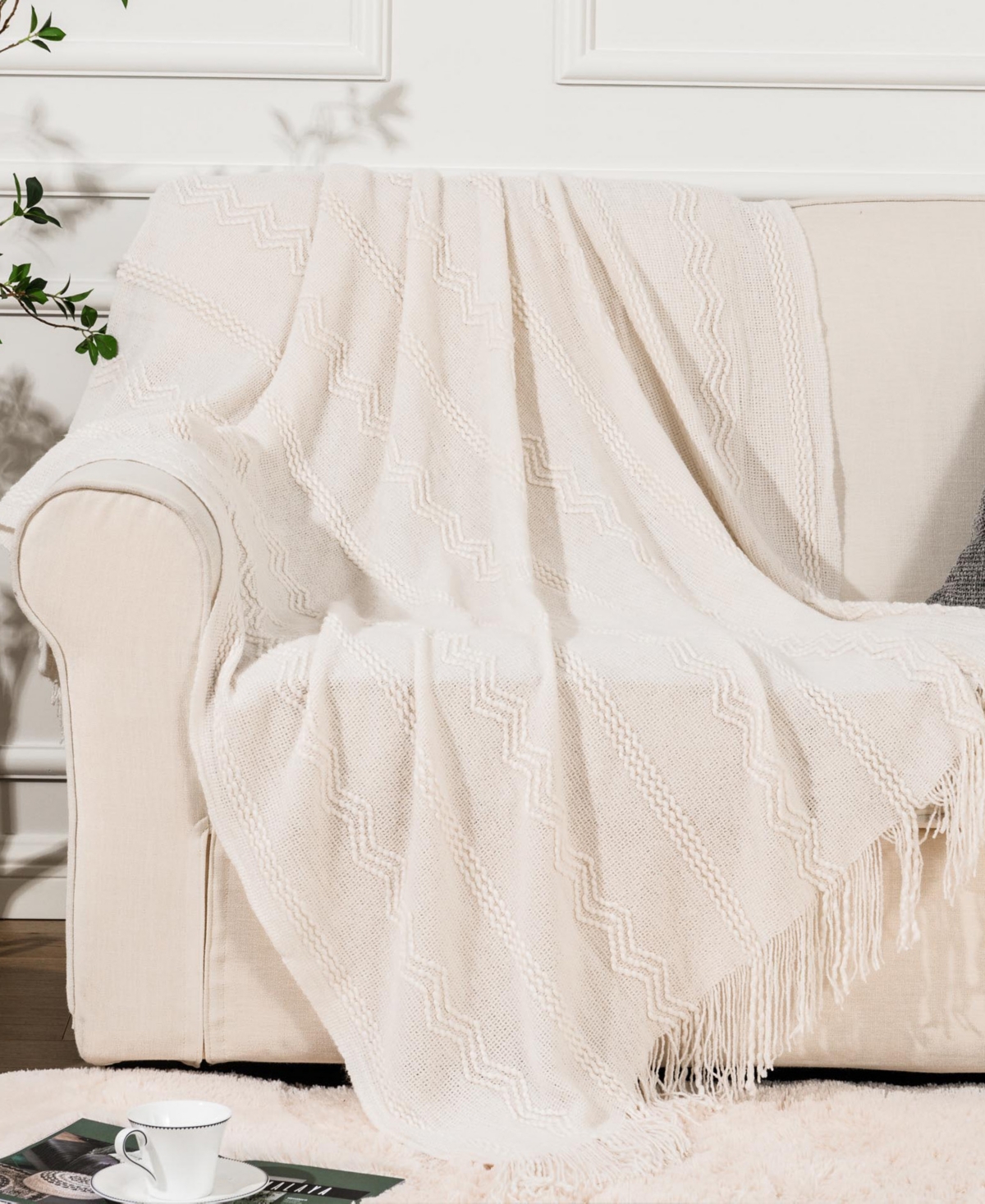 Click here for Battilo Texture Triple Zig-Zag Lightweight Throw... prices