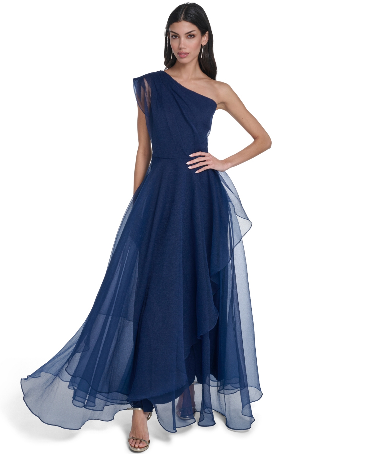Click here for Eliza J Womens One-Shoulder Ball Gown - Navy prices