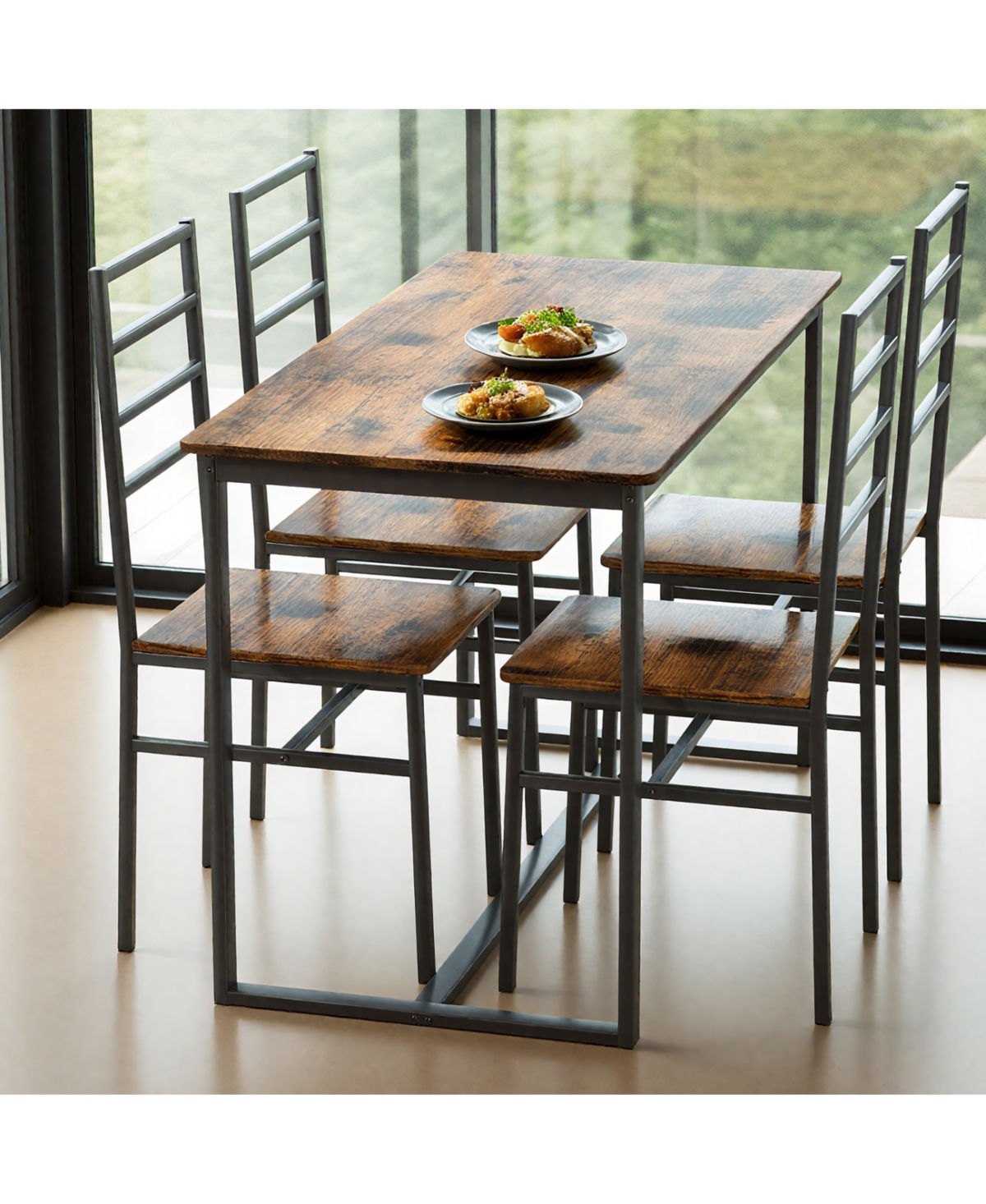 Click here for Streamdale Furniture Metal & Wood Dining Set for 4... prices