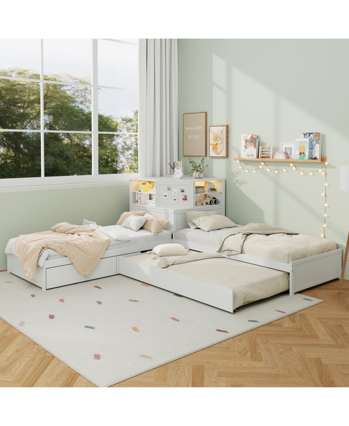 Click here for Streamdale Furniture L-Shaped Twin Bed Frame w/ Tr... prices