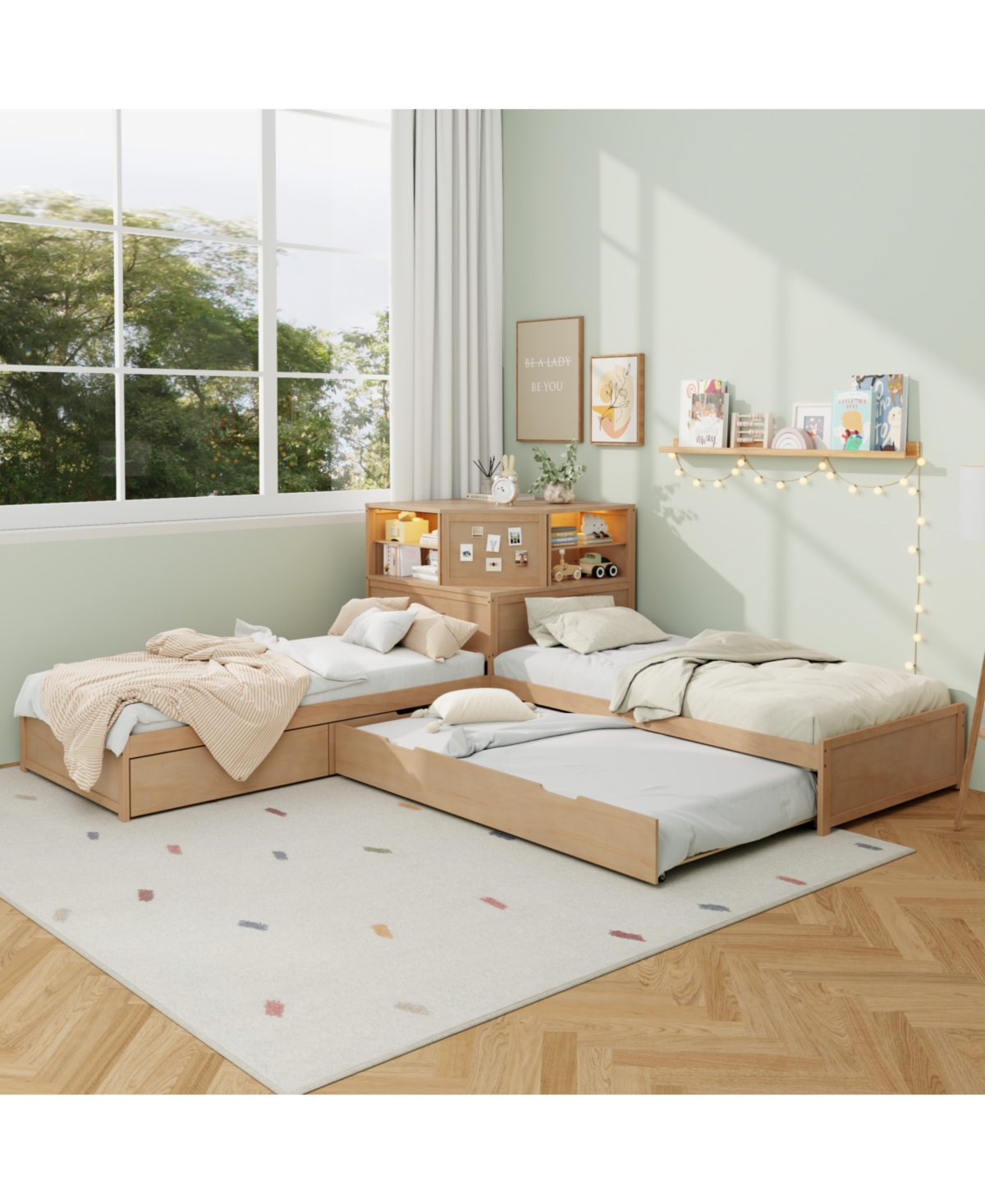 Click here for Streamdale Furniture L-Shaped Twin Bed Frame w/ Tr... prices