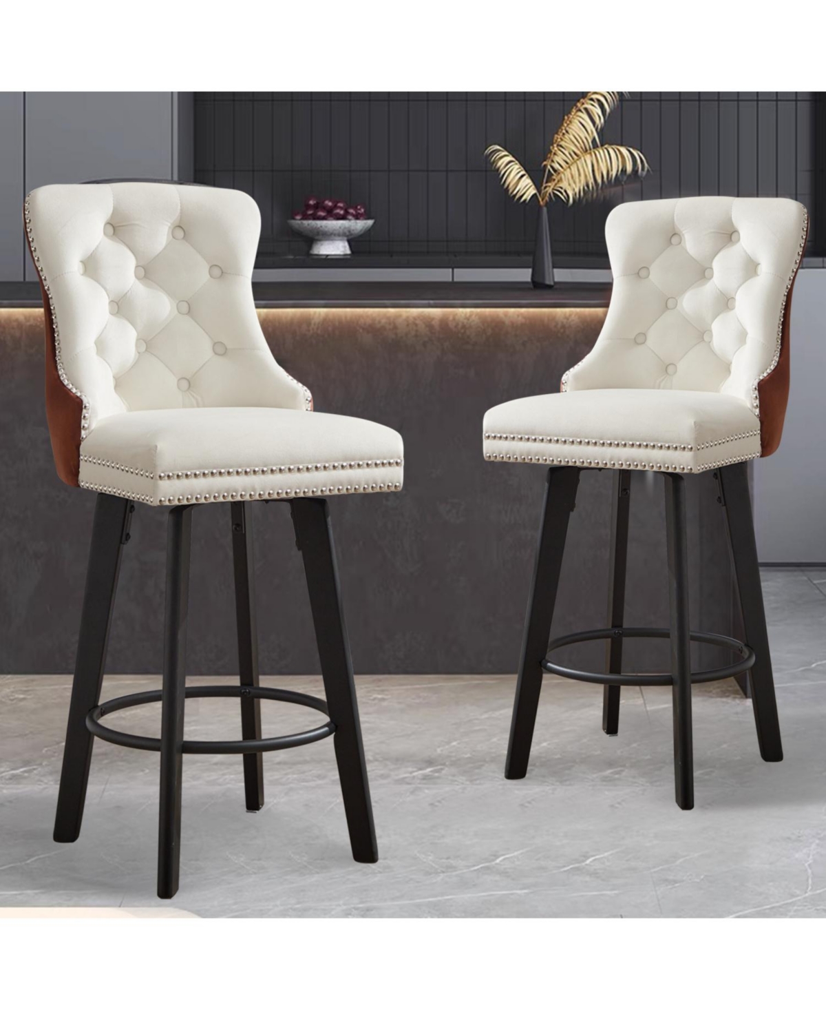 Click here for Streamdale Velvet Swivel Bar Stools with Rivet Tri... prices