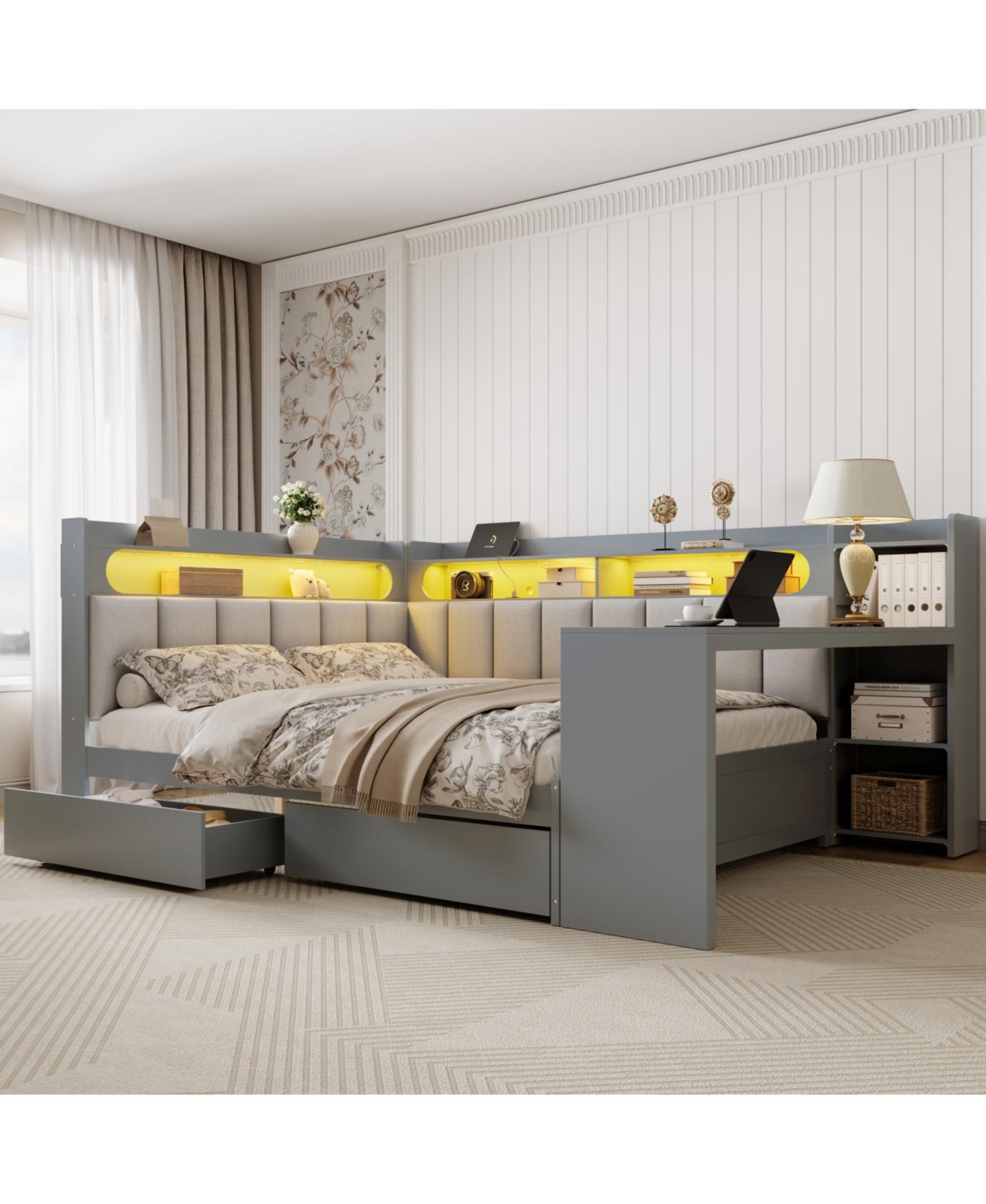 Click here for Streamdale Furniture Gray Daybed: Storage  Chargin... prices