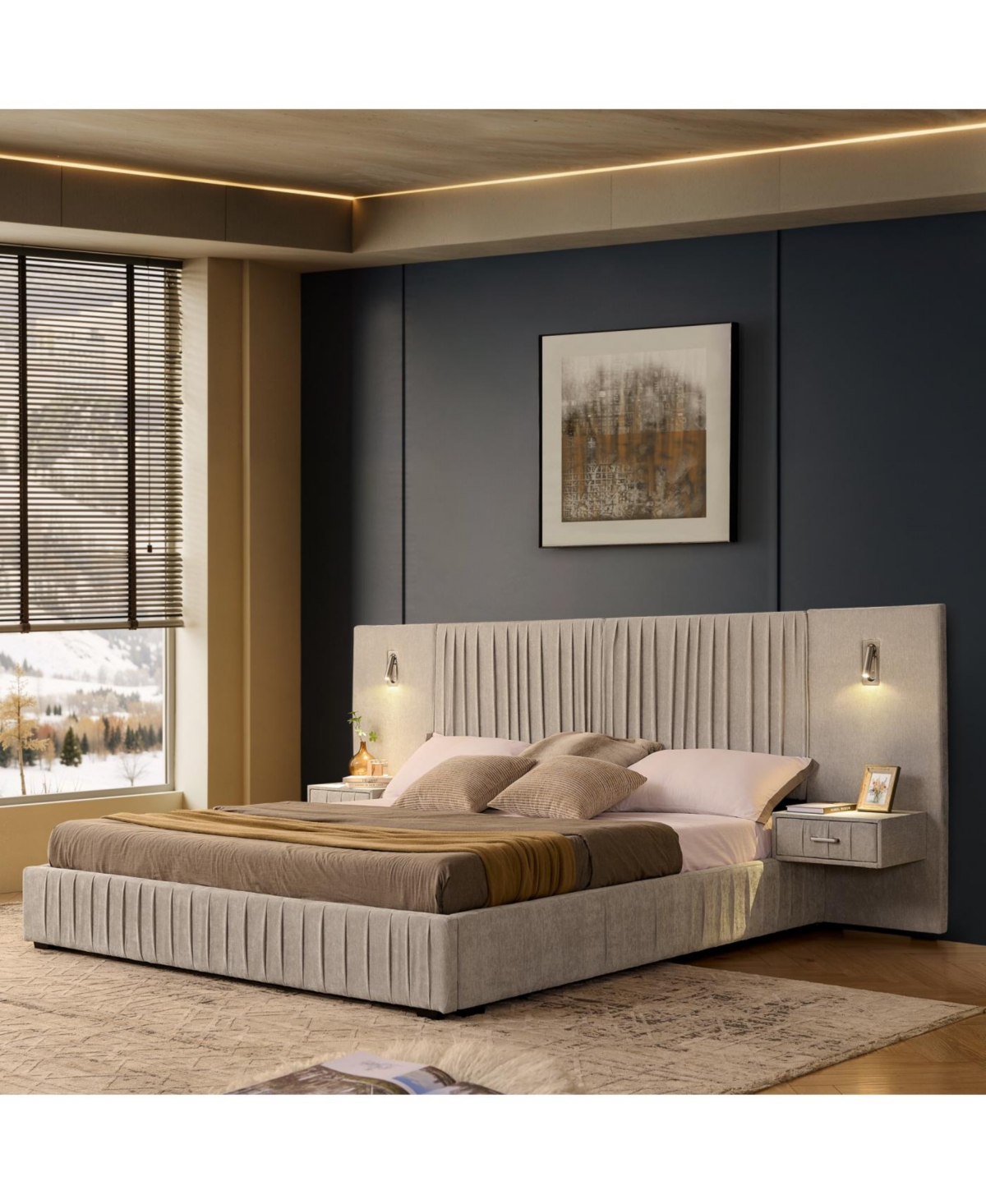 Click here for Streamdale King Size Chenille Upholstered Bed Fram... prices