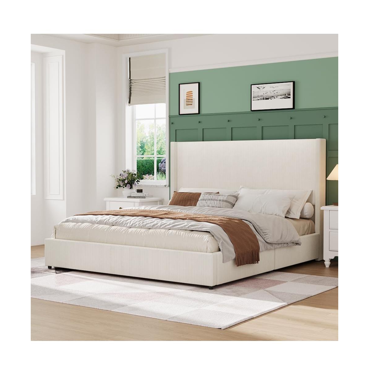 Click here for gaomon Rattan Platform Bed Frame with Boho Headboa... prices