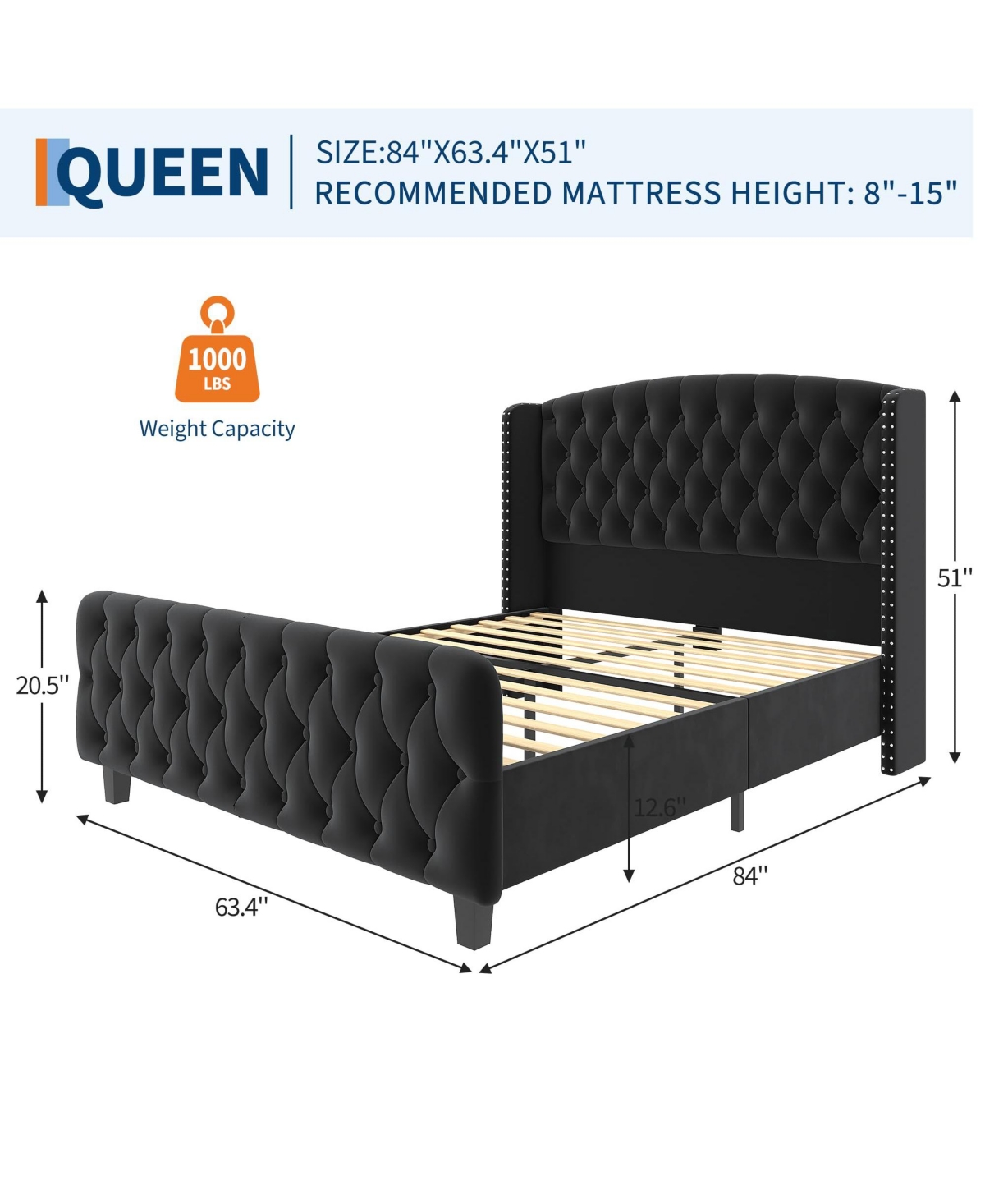 Click here for Gaomon Bed Frame with Deep Button Tufted Wingback... prices