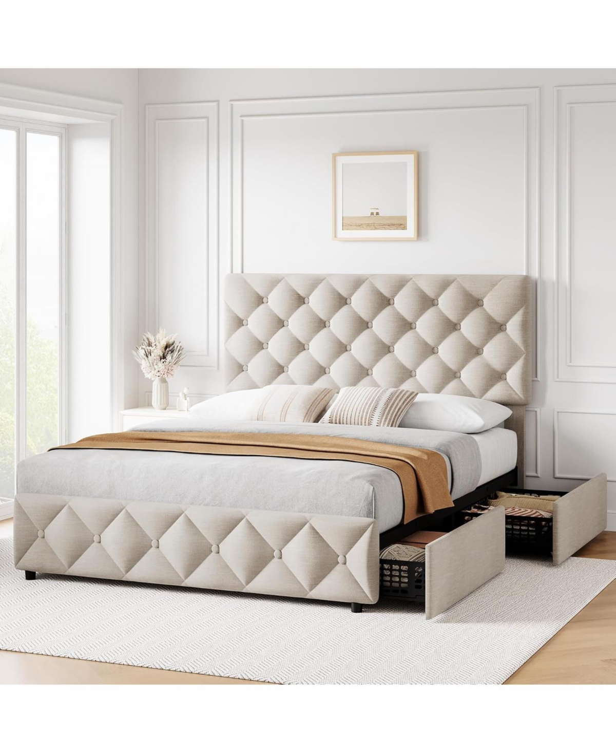 Click here for gaomon Full Size Bed Frame with 4 Storage Drawers... prices