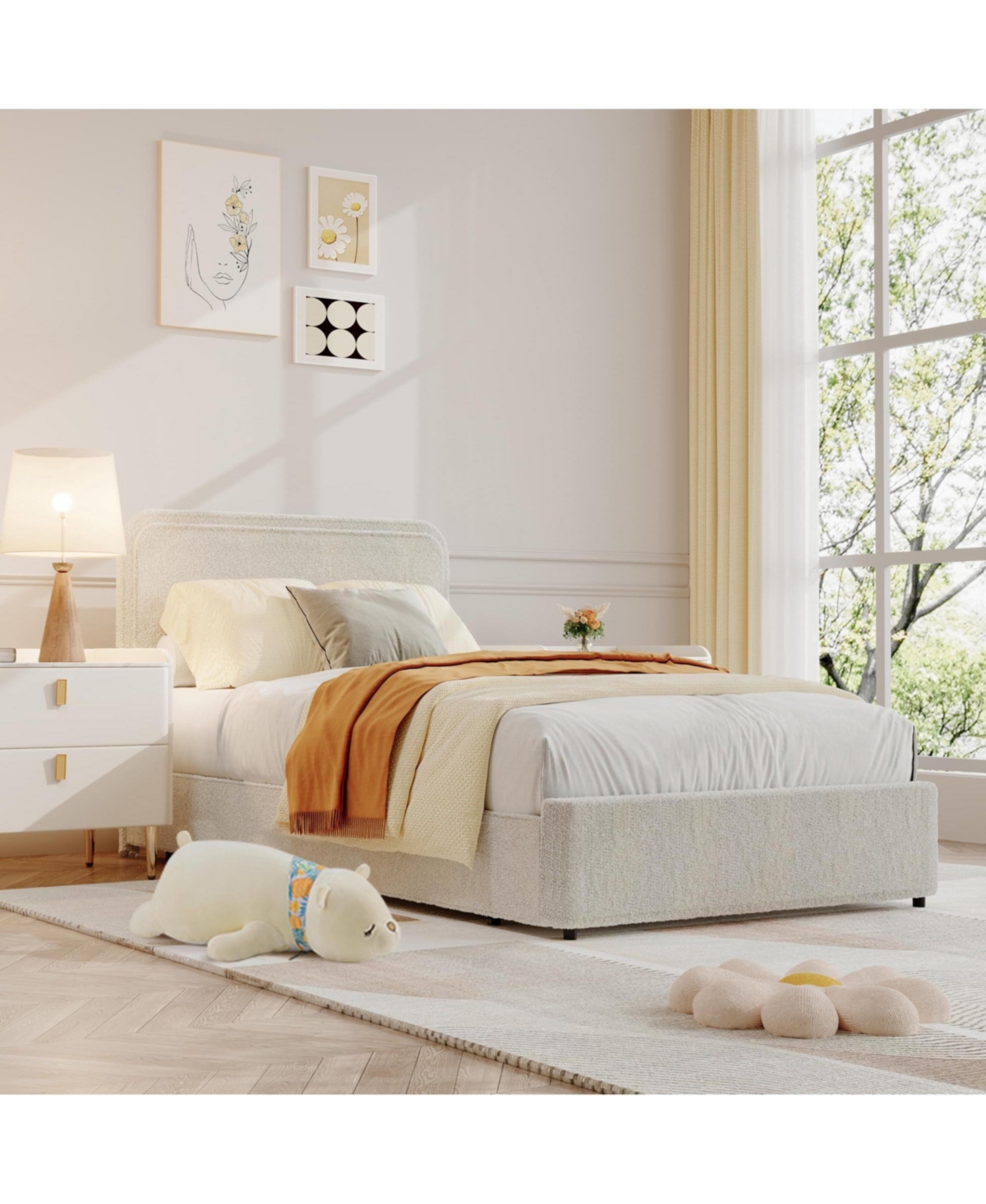 Click here for gaomon Twin Bed Frame  Boucle Upholstered Bed Fram... prices