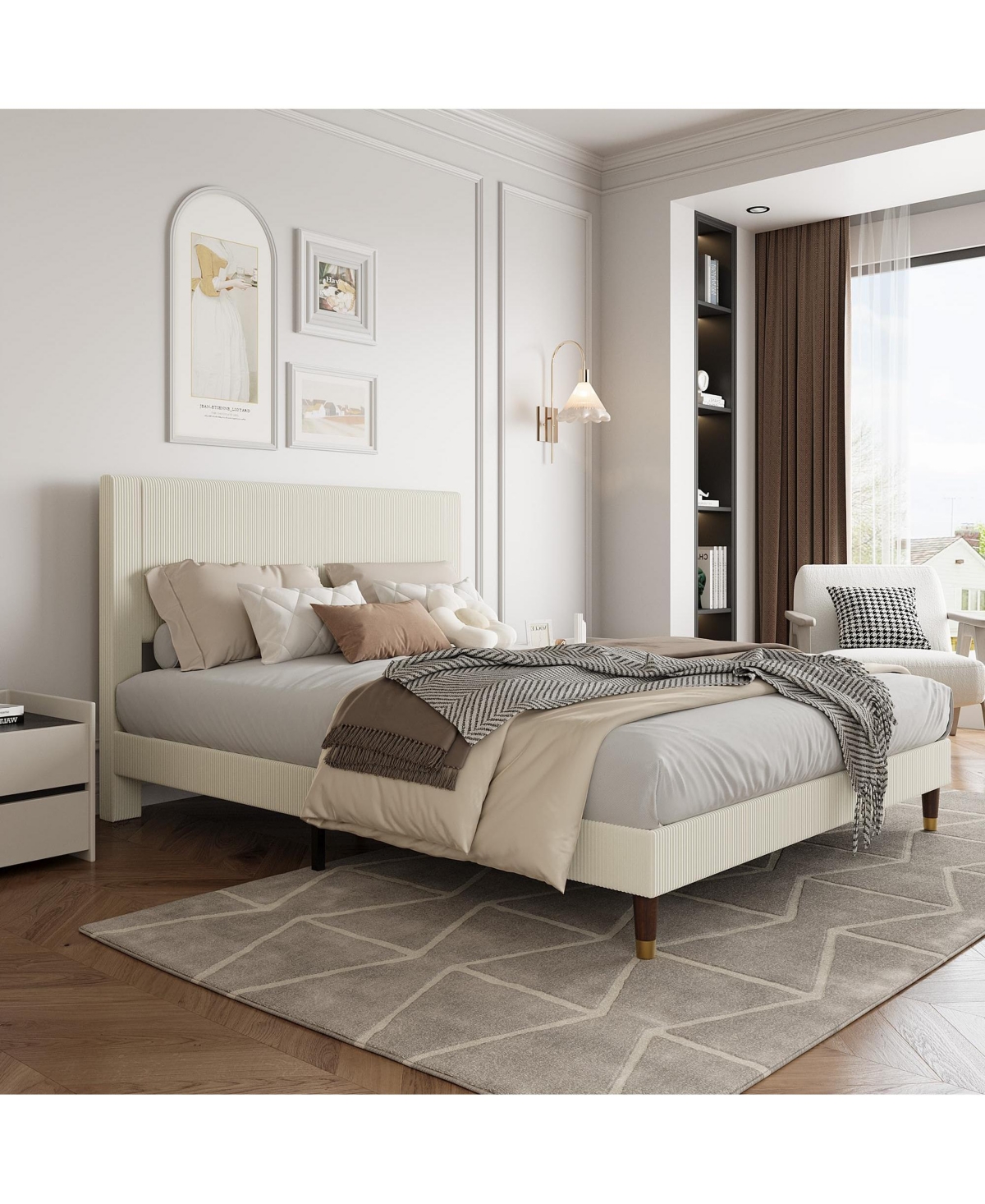 Click here for gaomon Full Bed Frame Upholstered Platform Bed wit... prices