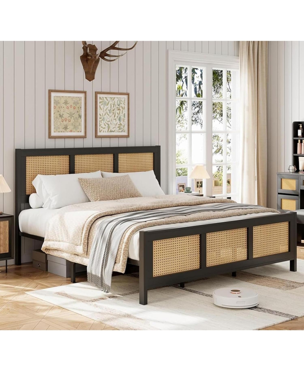Click here for gaomon Queen Size Rattan Platform Bed Frame with H... prices