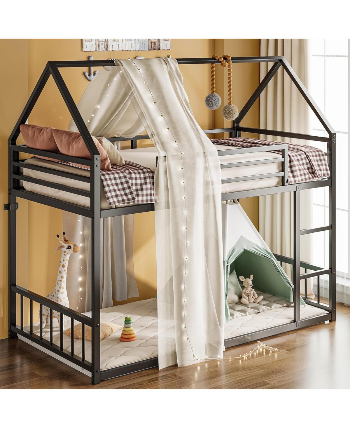 Click here for Likimio Twin Over Twin Metal Bunk Bed with Ladder... prices