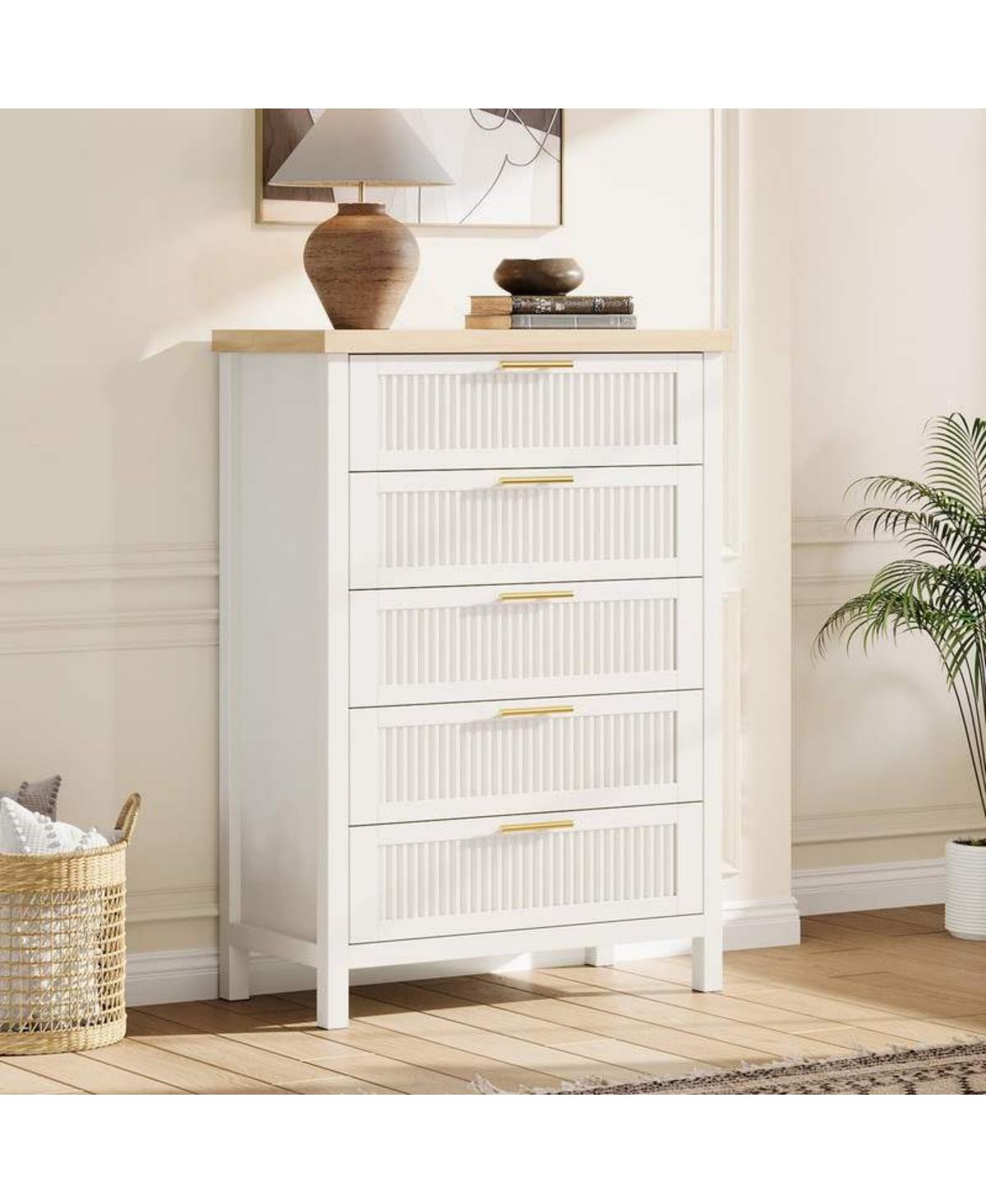 Click here for gaomon 5-Drawer Modern Fluted Dresser Bedroom Ches... prices