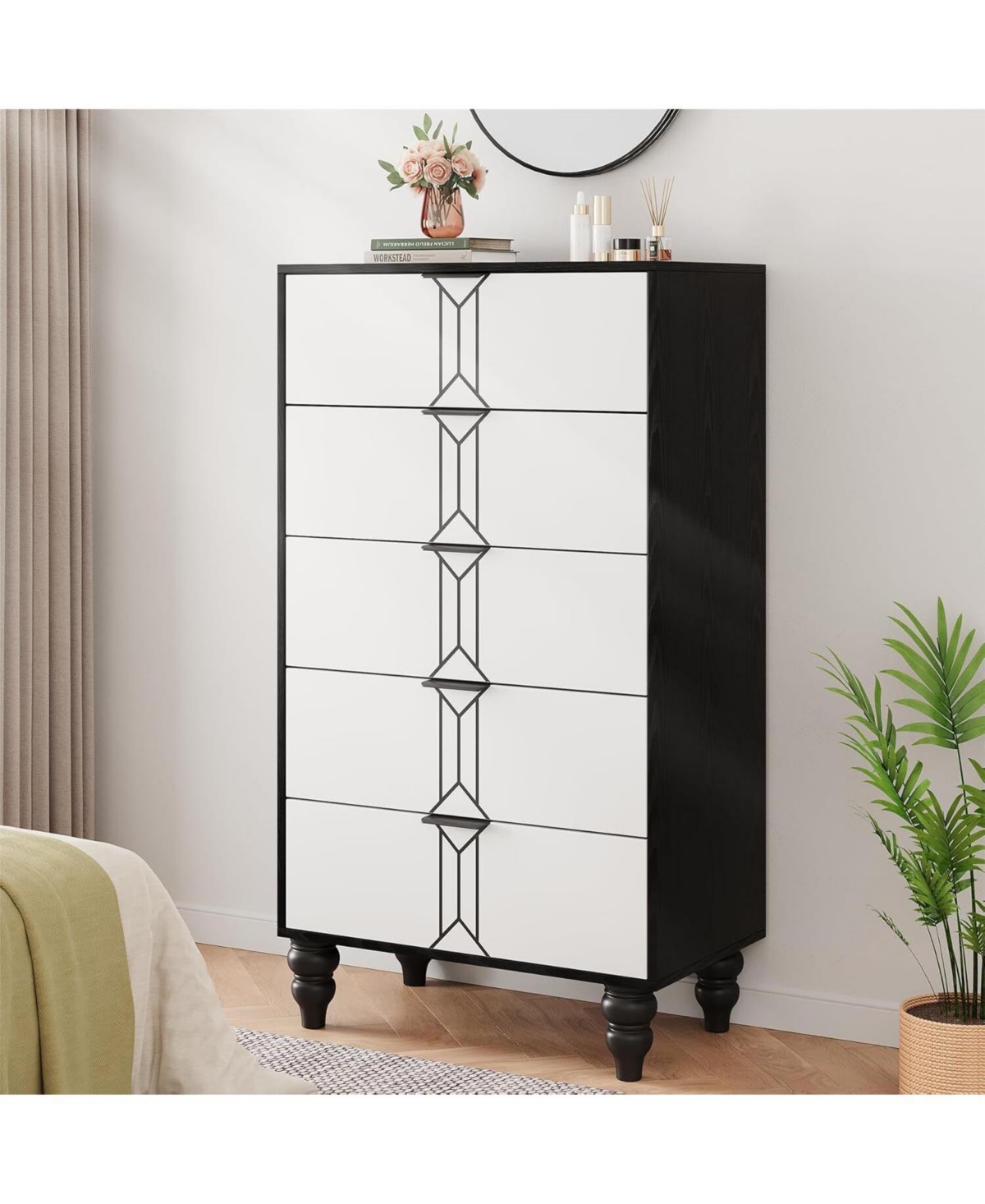 Click here for gaomon 5-Drawer Modern Wooden Tall Dresser  Vintag... prices
