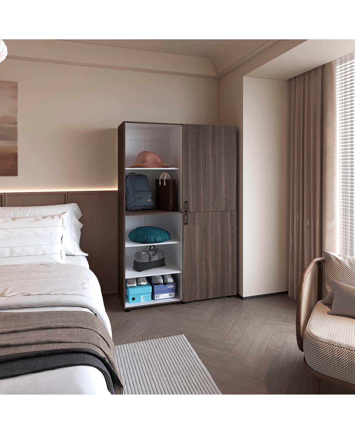 Click here for Fm Furniture Ollie 2-Door Wardrobe with Open Stora... prices