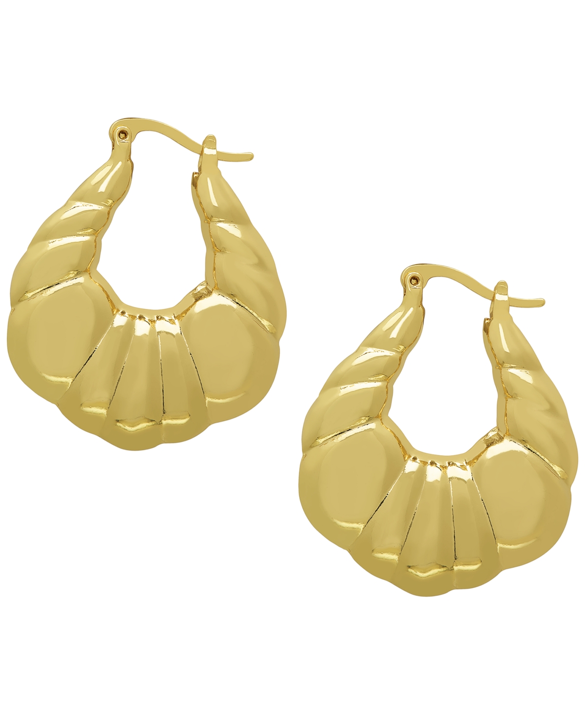 Click here for Macys 14k Gold Plated Brass Shrimp Thick Hoop Earr... prices