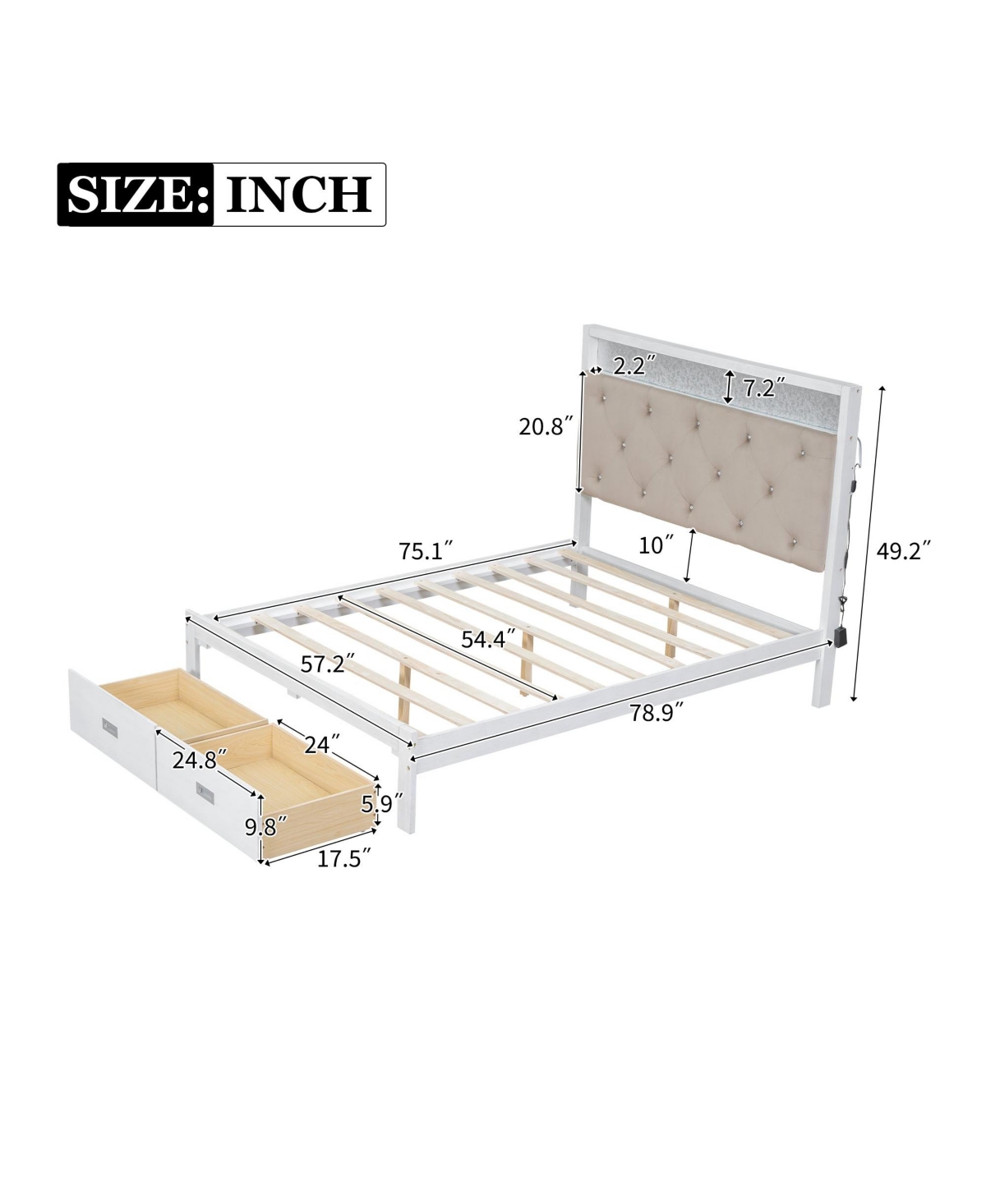 Click here for Boyel Living Wood Full Size Platform Bed with Upho... prices