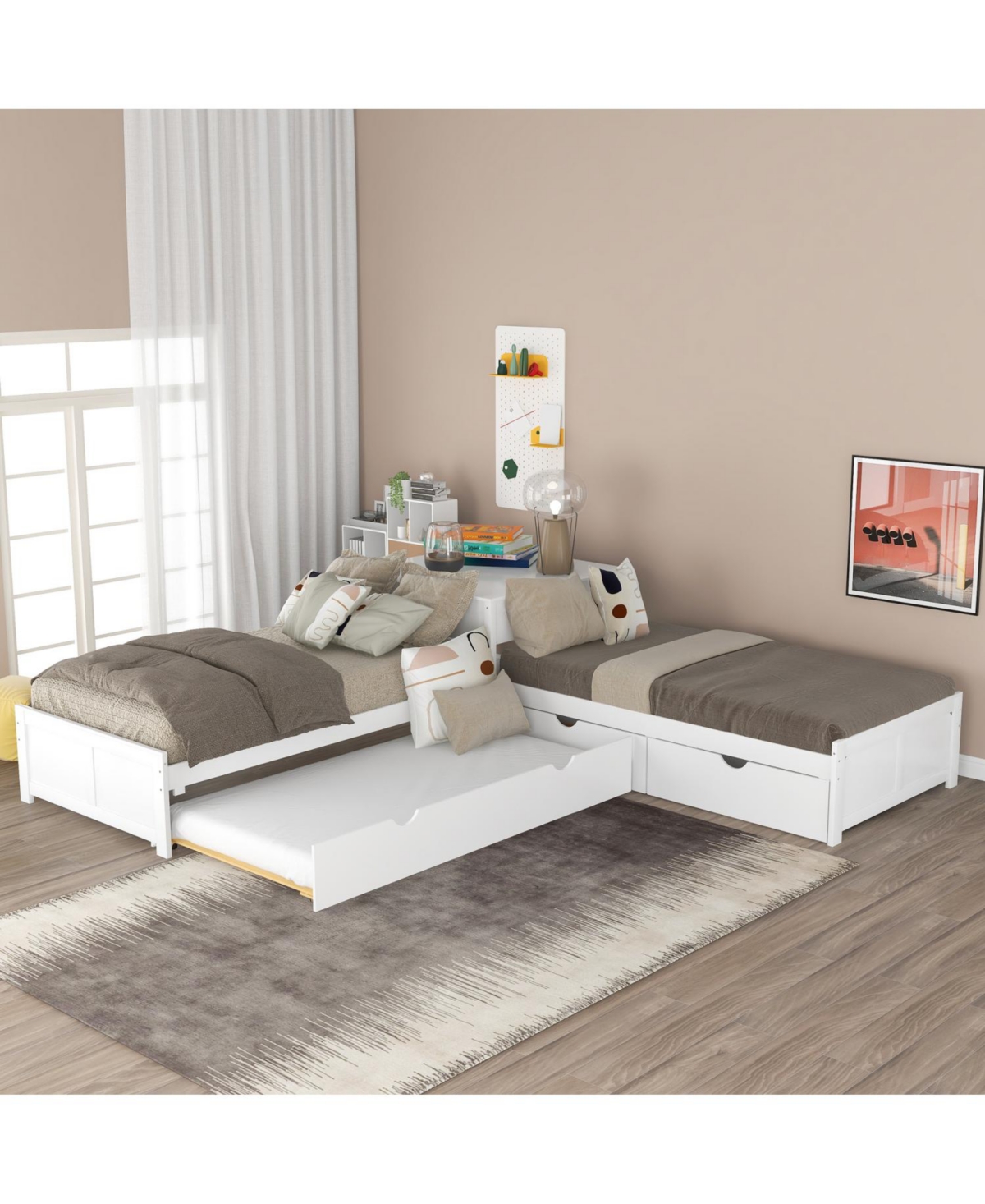 Click here for Streamdale Furniture Twin L-Shaped Platform Bed wi... prices