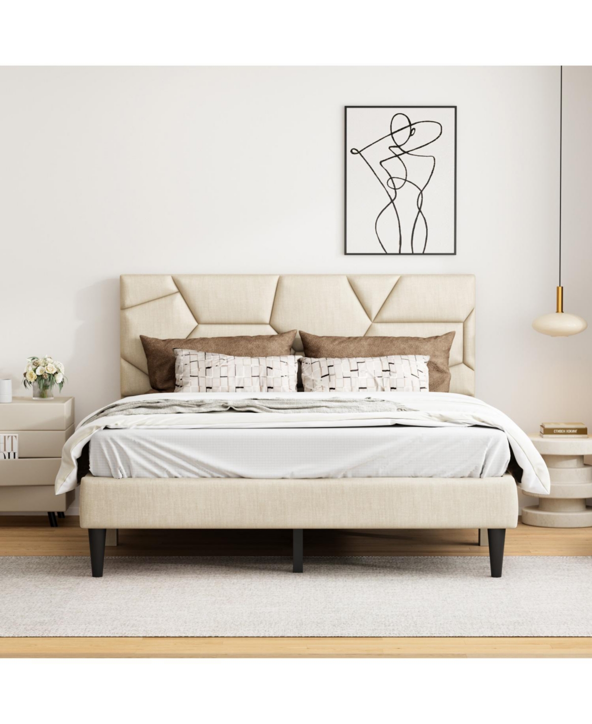 Click here for Streamdale Furniture Queen Size Bed Frame with Hea... prices