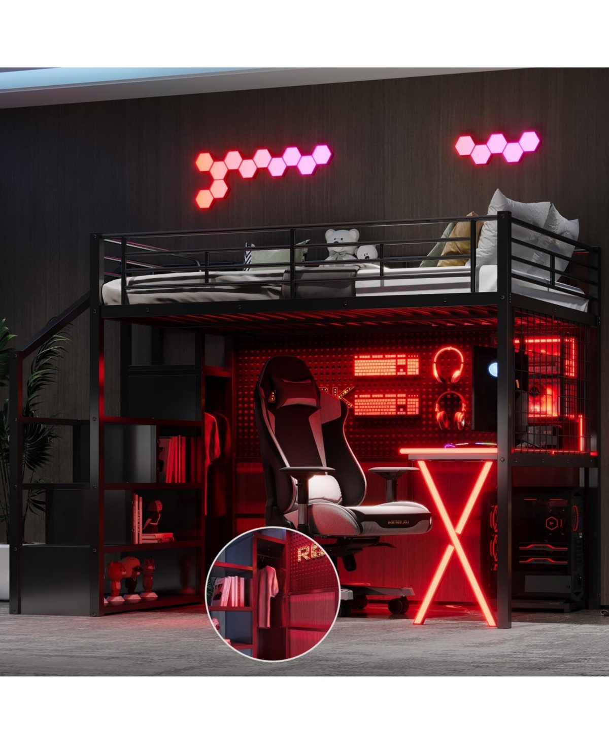 Click here for Streamdale Furniture Metal Loft Bed with Work Stat... prices