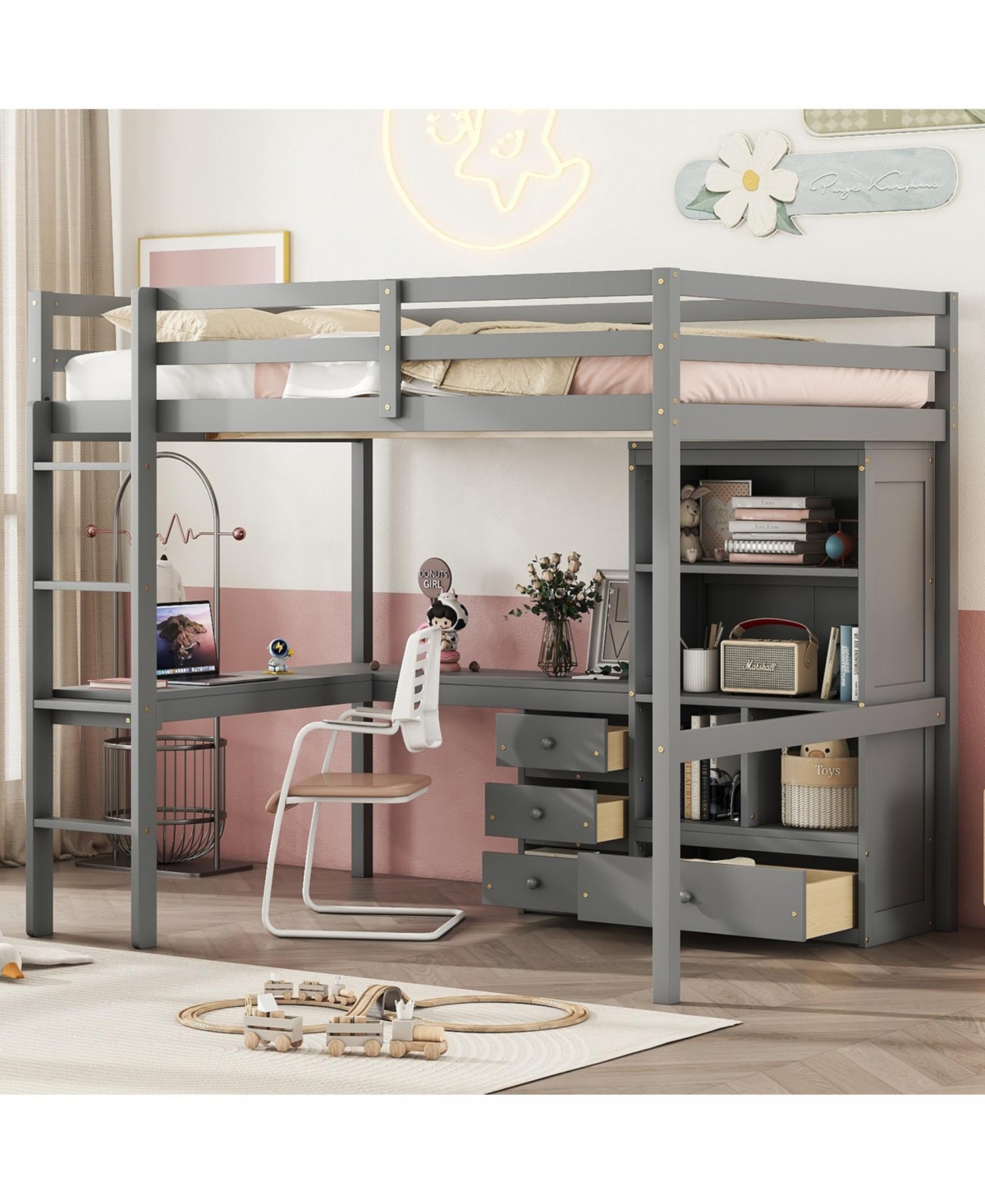Click here for Streamdale Furniture High Loft Bed with Desk  Stor... prices