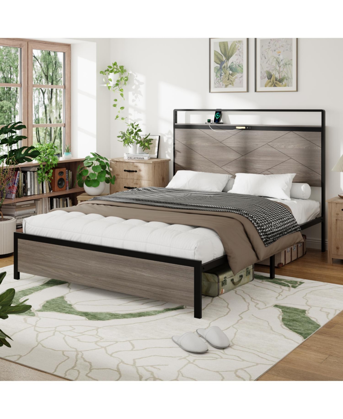 Click here for Streamdale Furniture Full Bed Frame with Led Headb... prices
