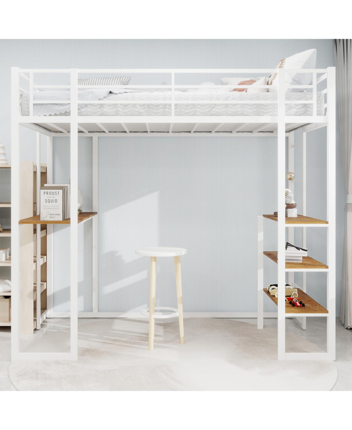 Click here for Streamdale Furniture Iron Loft Bed with L-Shaped D... prices