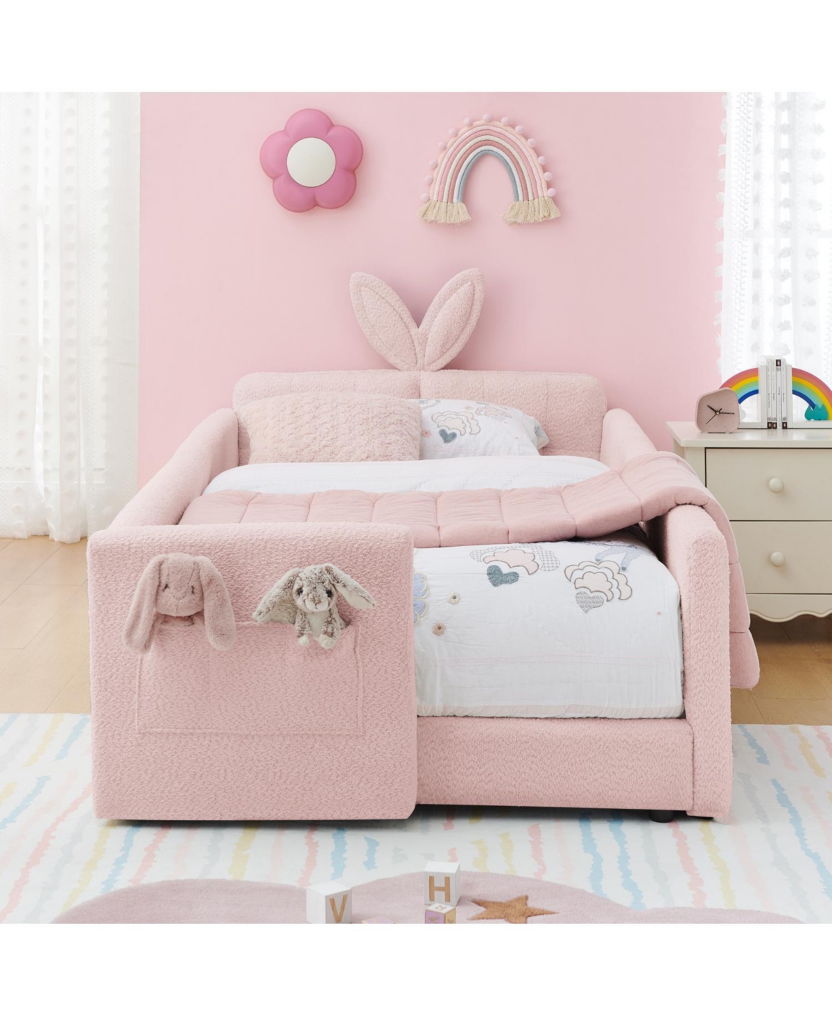 Click here for Streamdale Furniture Twin Pink Boucle Platform Bed... prices