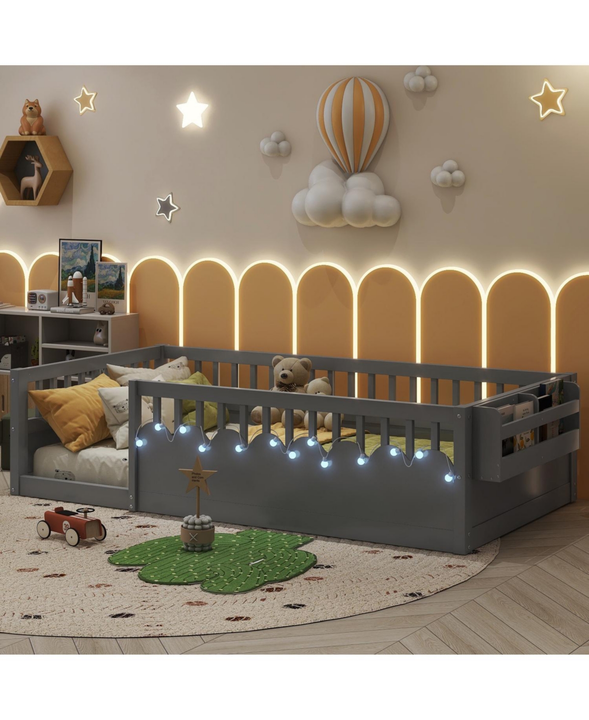 Click here for Streamdale Furniture Montessori Floor Bed with Rai... prices