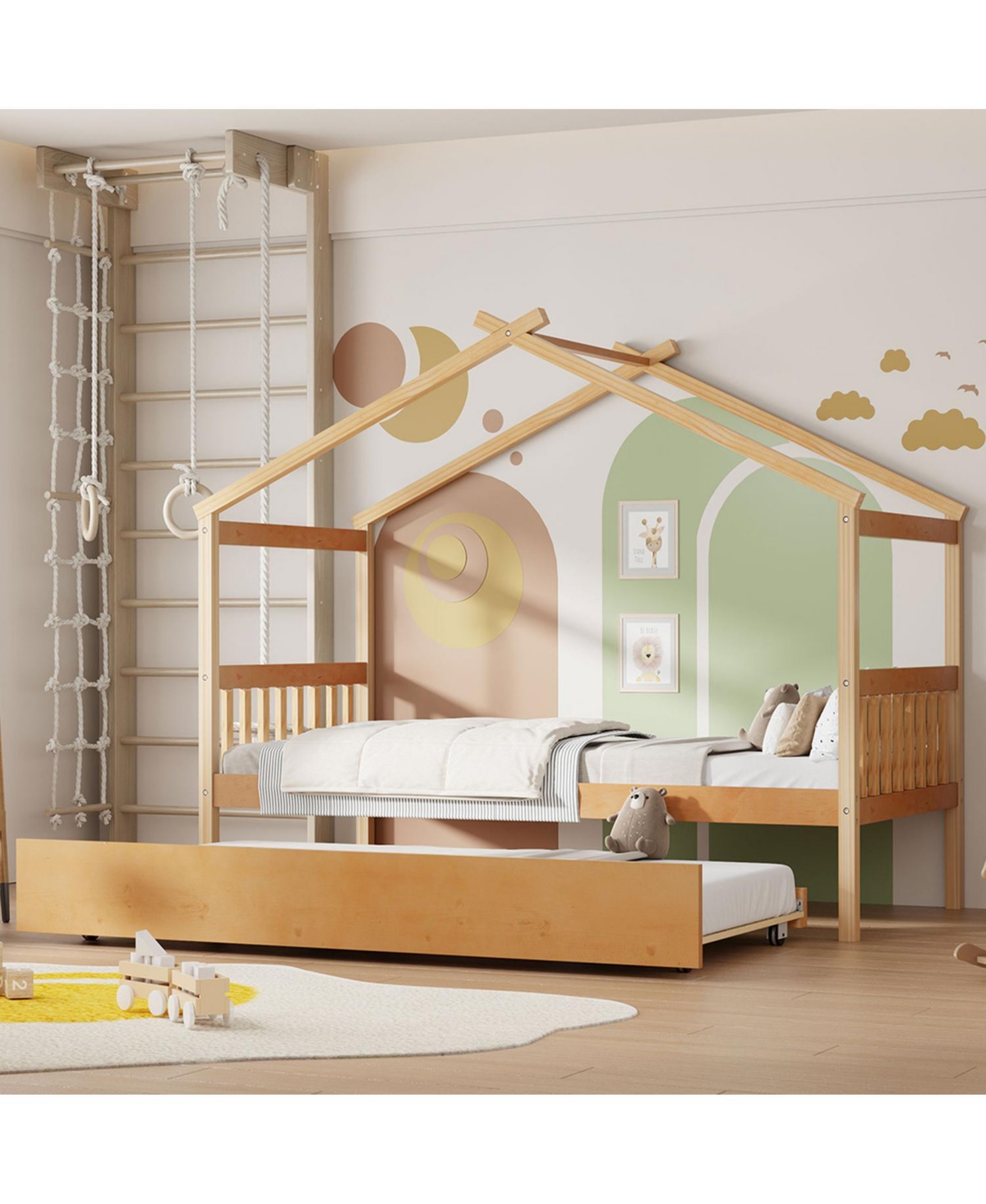 Click here for Streamdale Twin Size Wooden House Bed with Twin Si... prices