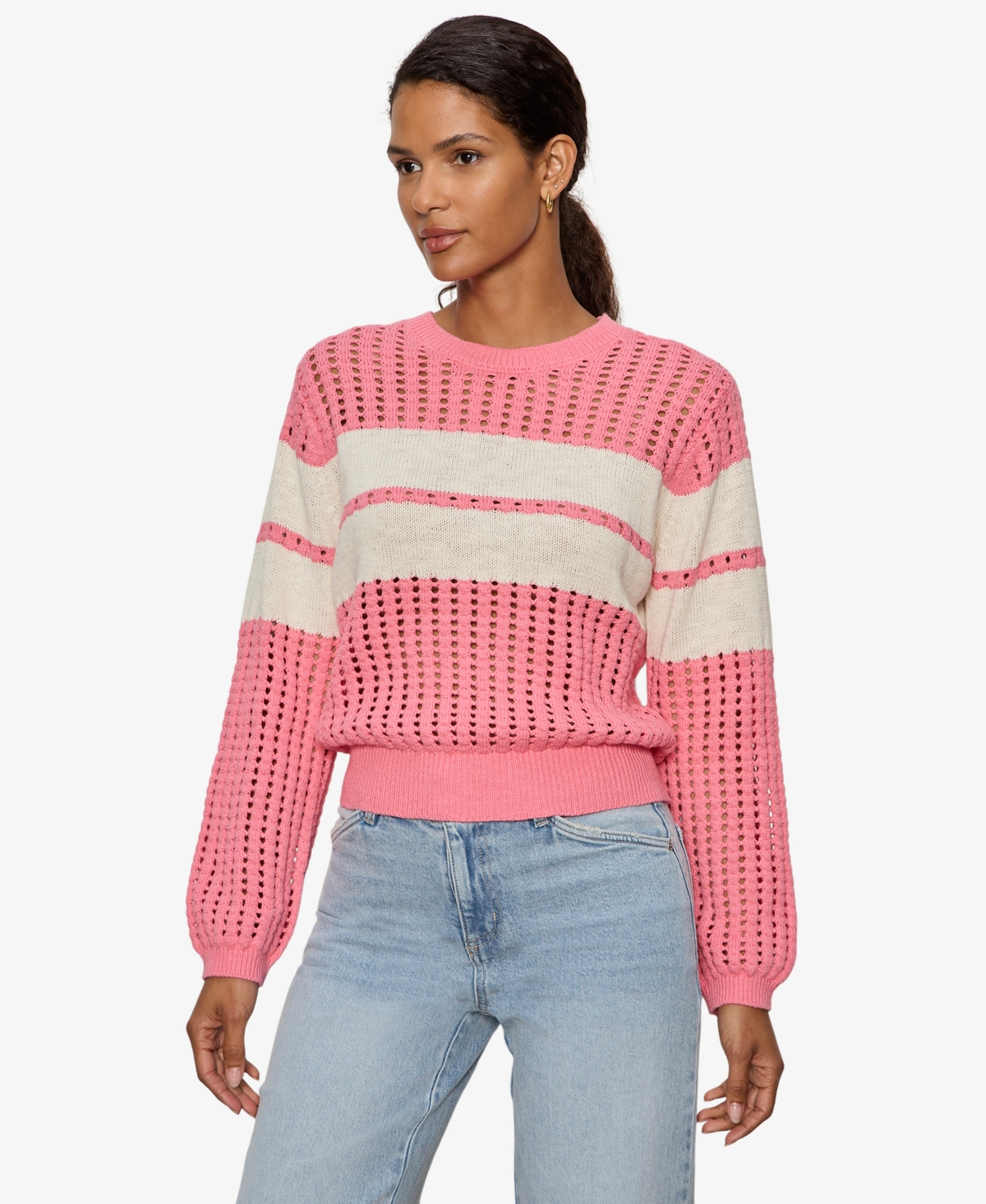 Click here for Sanctuary Womens Sporty Openwork Popover Crew Neck... prices