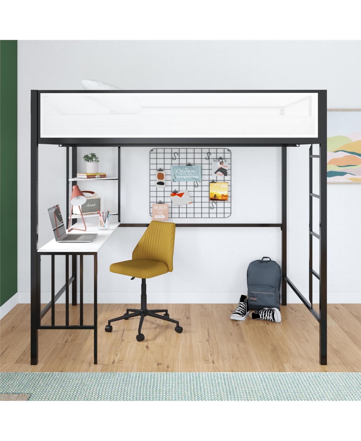 Click here for Lovmor Two Tone Metal Bunk Bed with Desk Storage L... prices