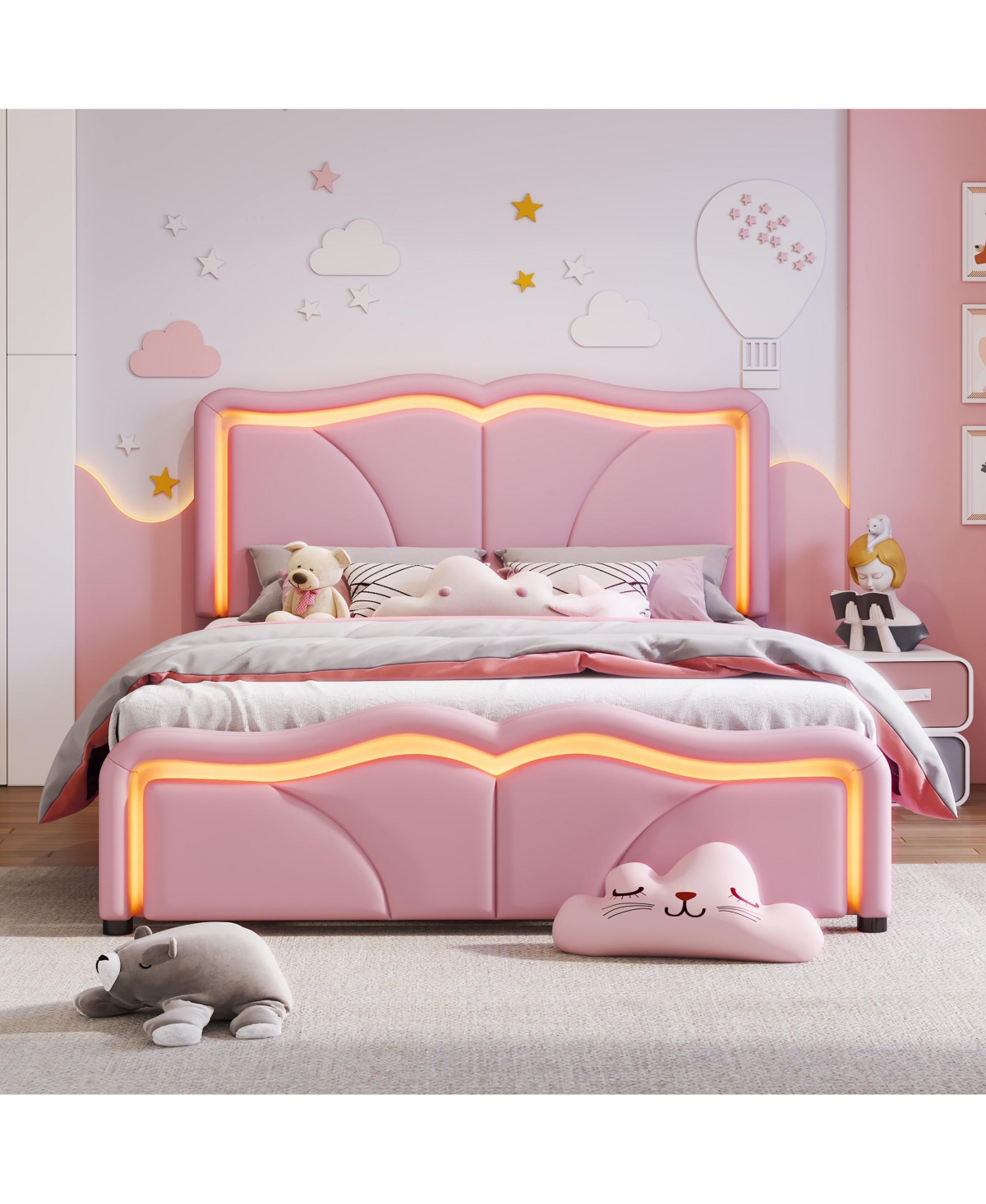 Click here for Lovmor Full Size Upholstered Platform Bed with Cur... prices