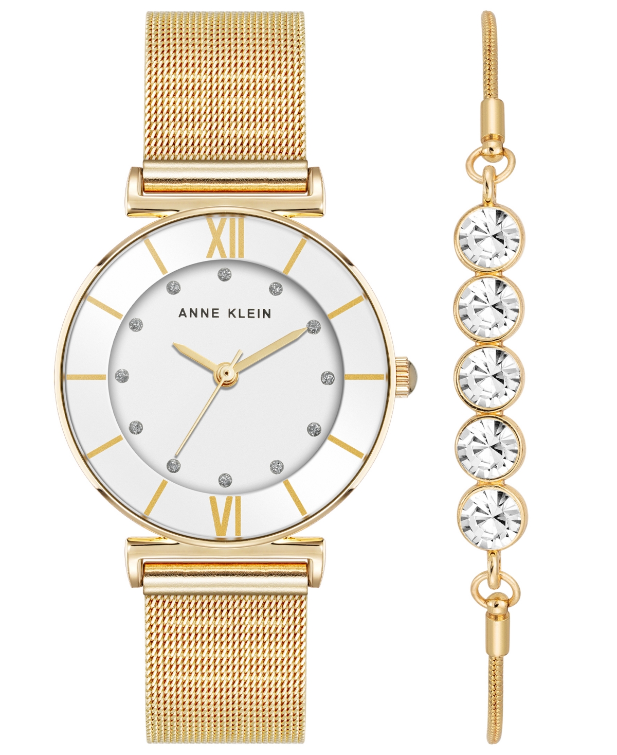 Click here for Anne Klein Womens Quartz Round Gold-Tone Stainless... prices