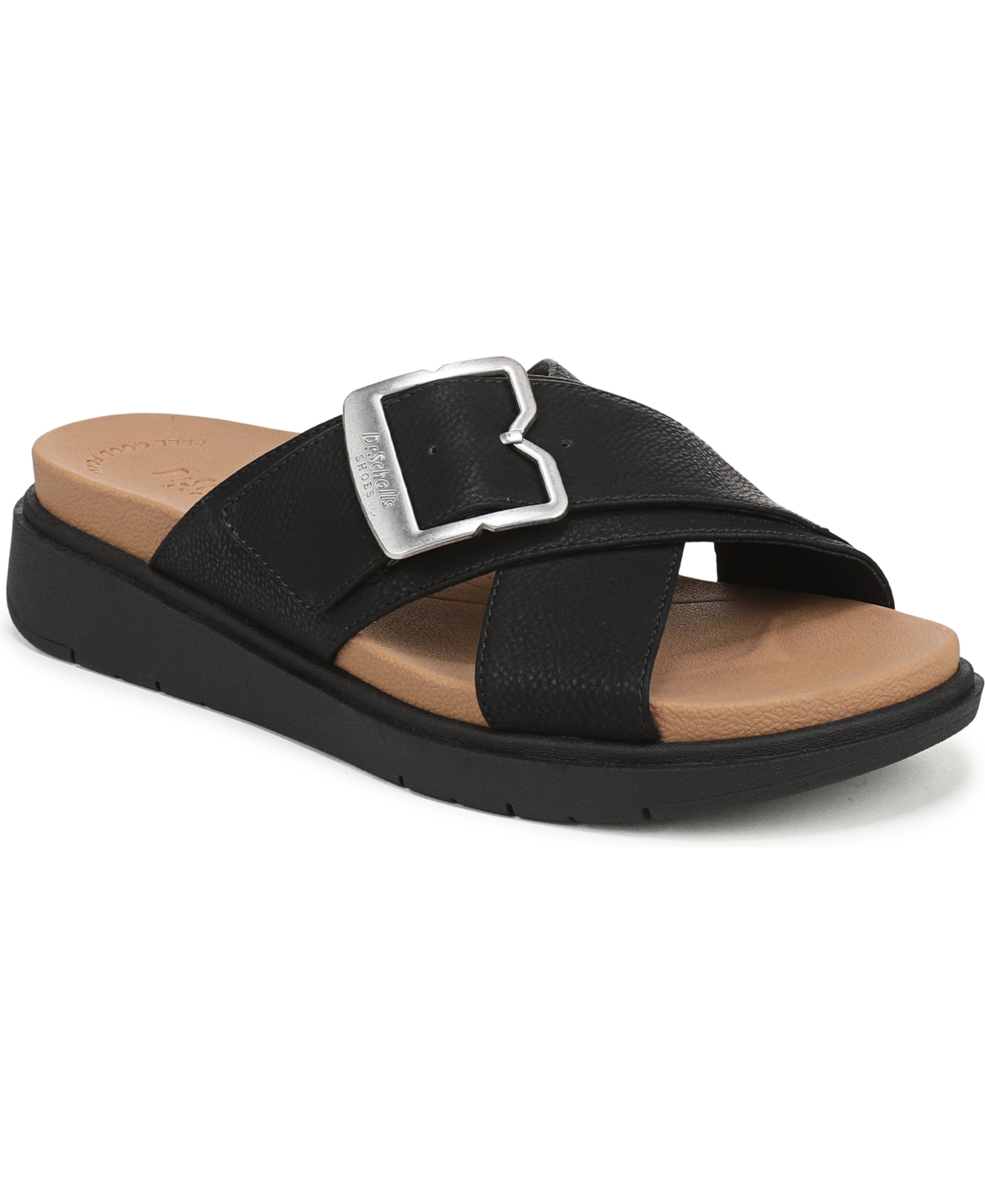 Click here for Dr. Scholls Womens Piper Slide Sandals - Black Fau... prices