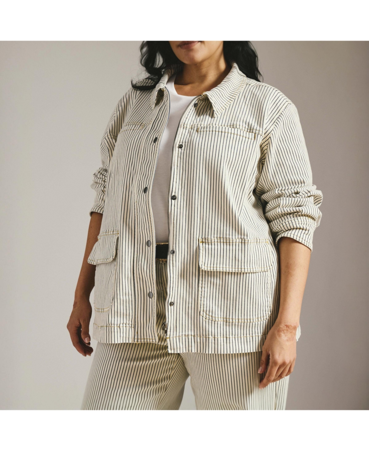 Click here for Universal Standard Plus Size Denim Utility Jacket... prices