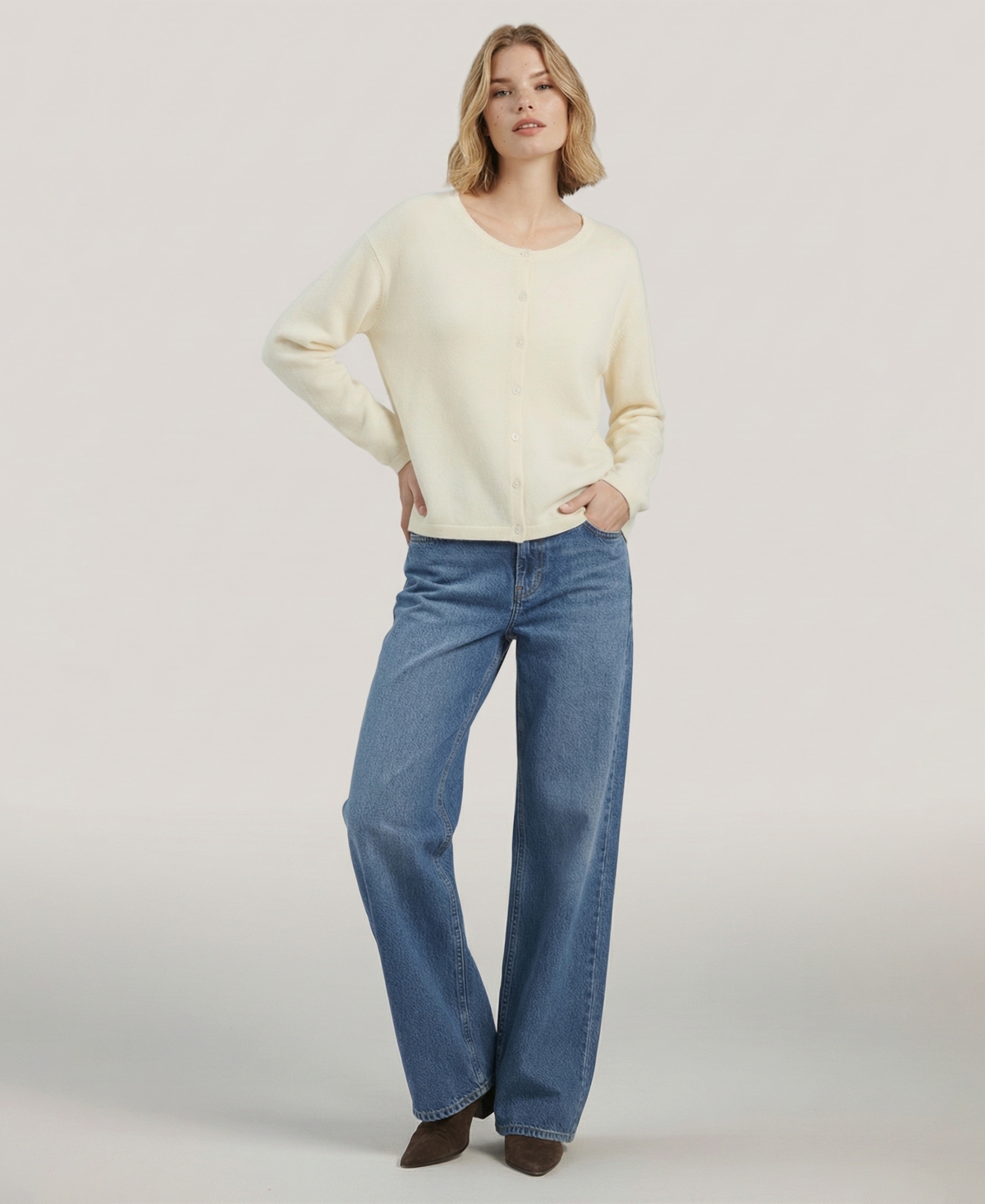 Click here for Naadam Womens Round Neck Long-Sleeve Cardigan - Pa... prices