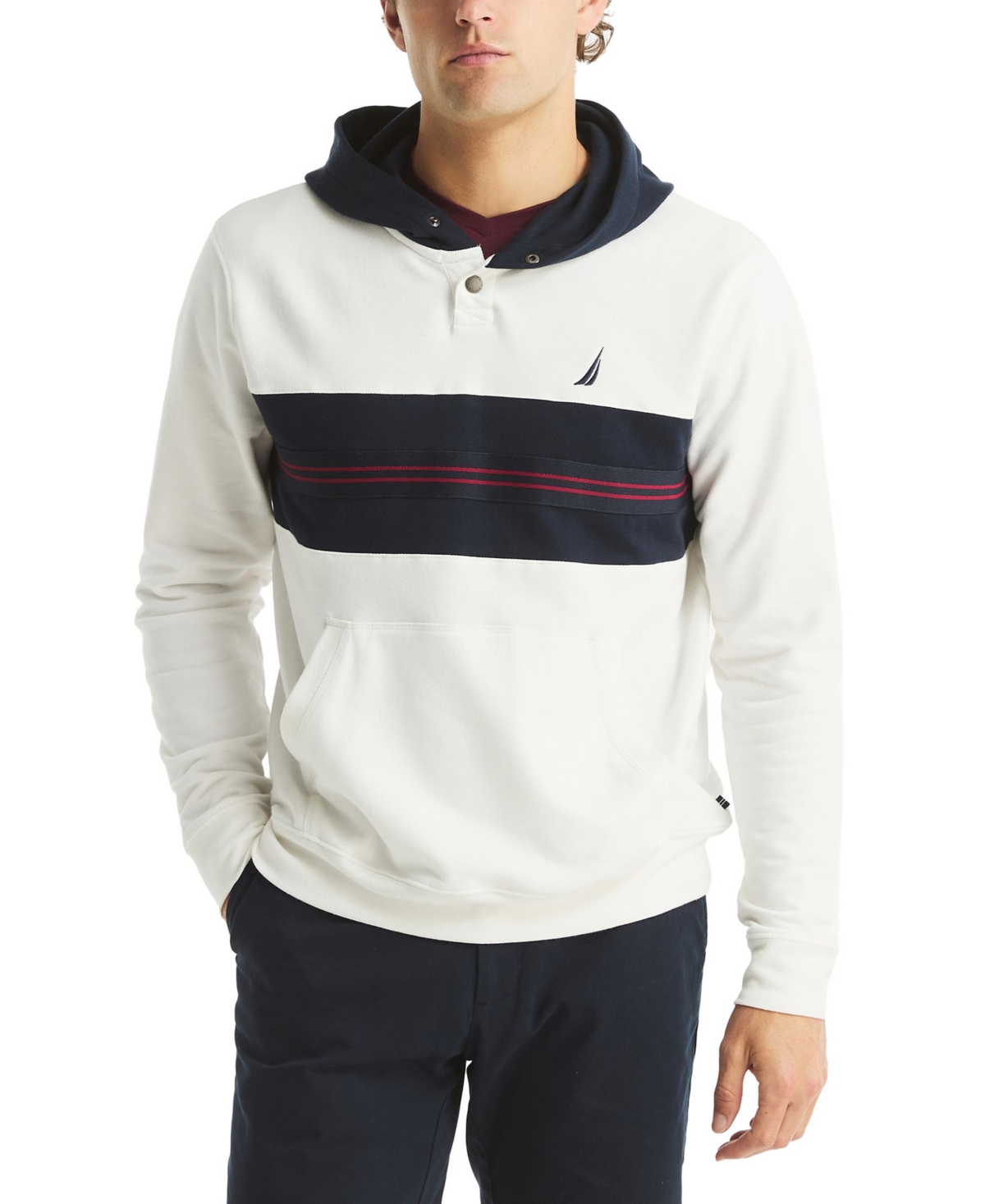 Click here for Nautica Mens Diagonal Fleece Snap-Button Hoodie -... prices