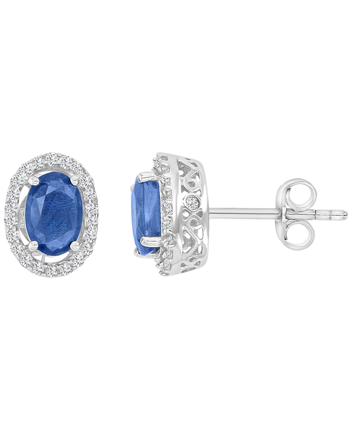 Click here for Macys Sapphire (1.36 ct. t.w. ) & Diamond Halo Stu... prices