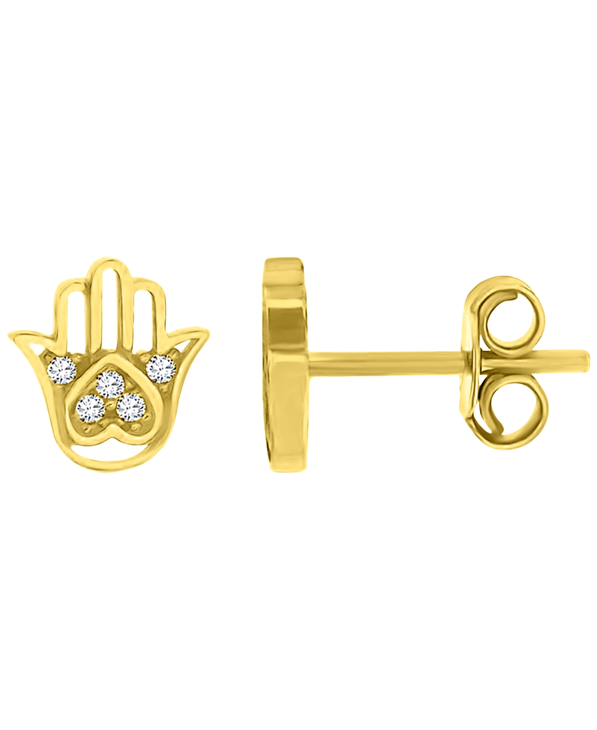 Click here for Macys 14k Yellow Gold Heart Hamsa Stud Earrings -... prices