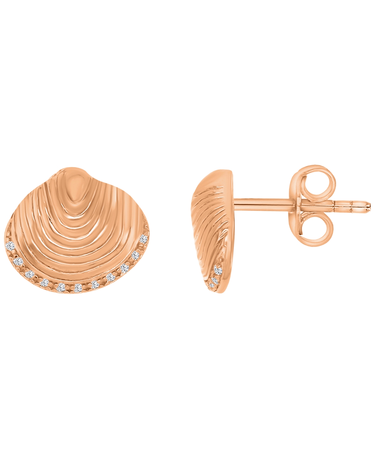 Click here for Macys Diamond Accented Textured Seashell Stud Earr... prices
