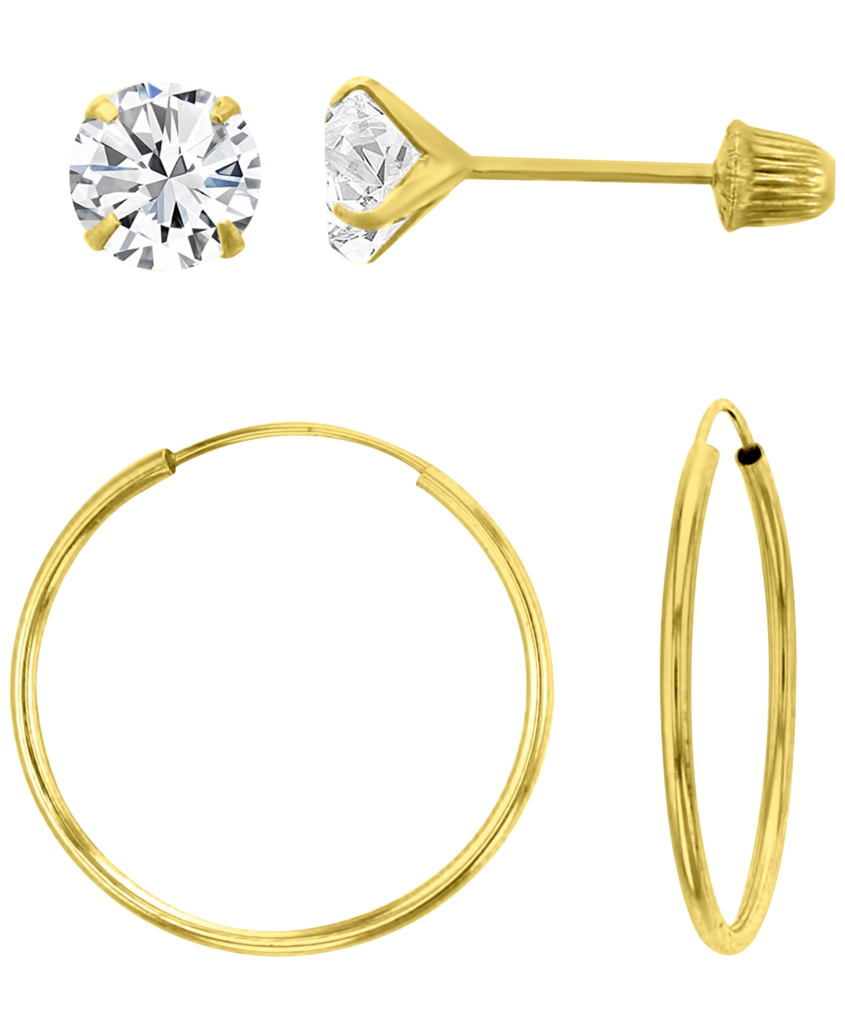 Click here for Macys 2-Pc. 14K Yellow Gold Solitaire Ball And Hoo... prices