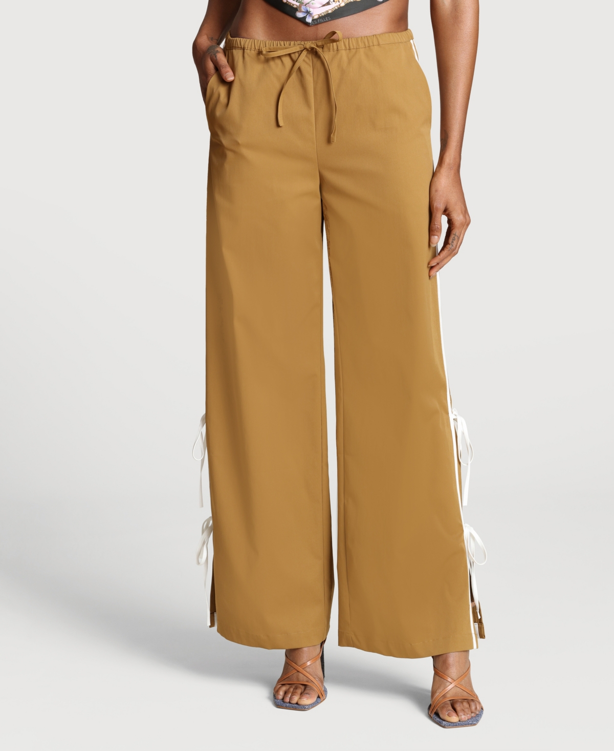 Click here for Avec Les Filles Womens Side Tie Mid Rise Elastic P... prices