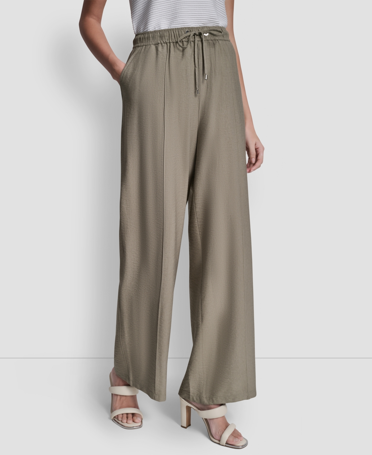 Click here for Dkny Womens Seam Crinkle Pull-On Pants - Gray prices