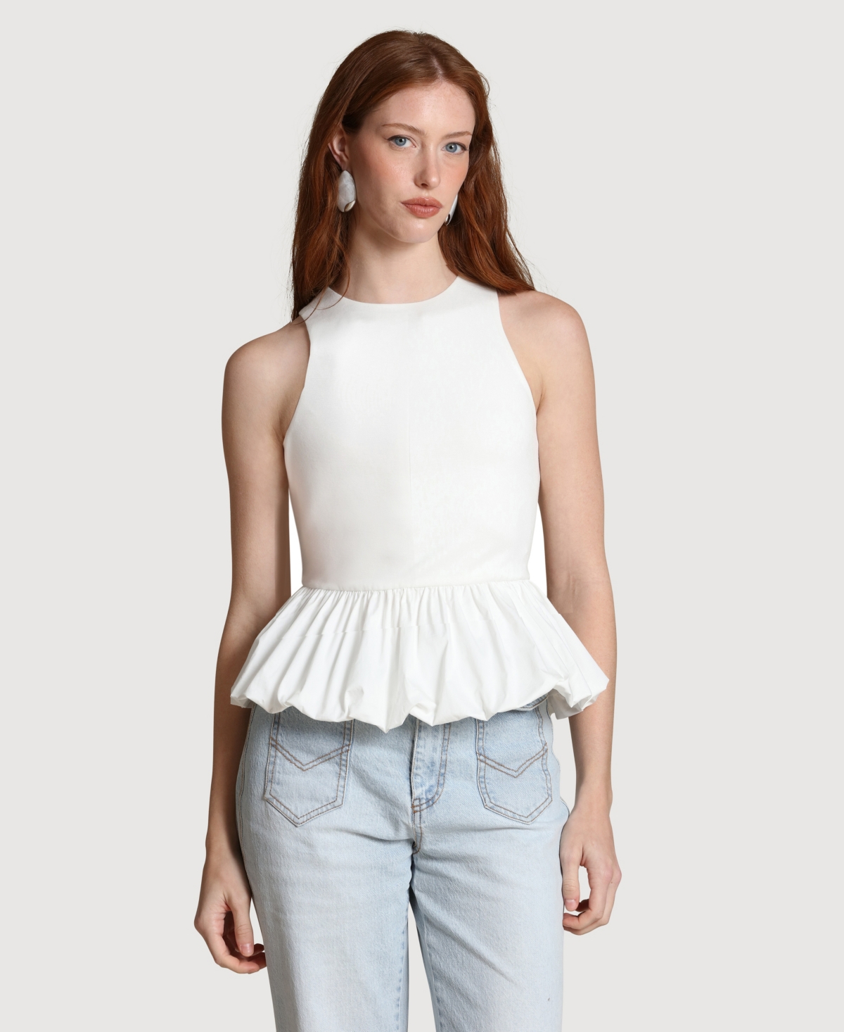 Click here for Avec Les Filles Womens Peplum Crewneck Tank Top -... prices