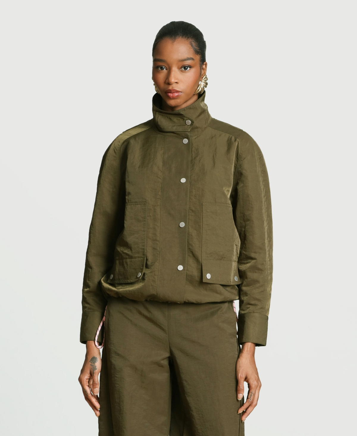 Click here for Avec Les Filles Womens Mock Neck Track Jacket - Mo... prices